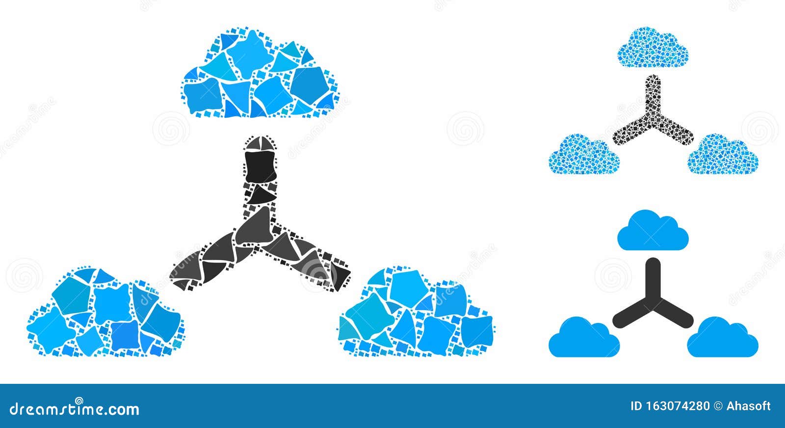 Cloud Network Mosaic Icon of Raggy Pieces Stock Illustration ...