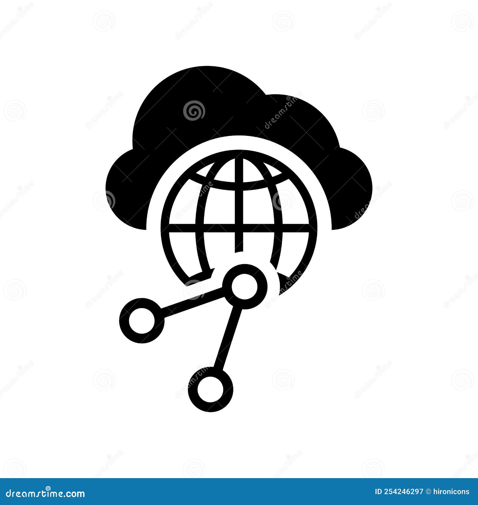 Cloud, Network, Sharing Icon. Black Vector Graphics Stock Vector - Illustration of server, sign ...