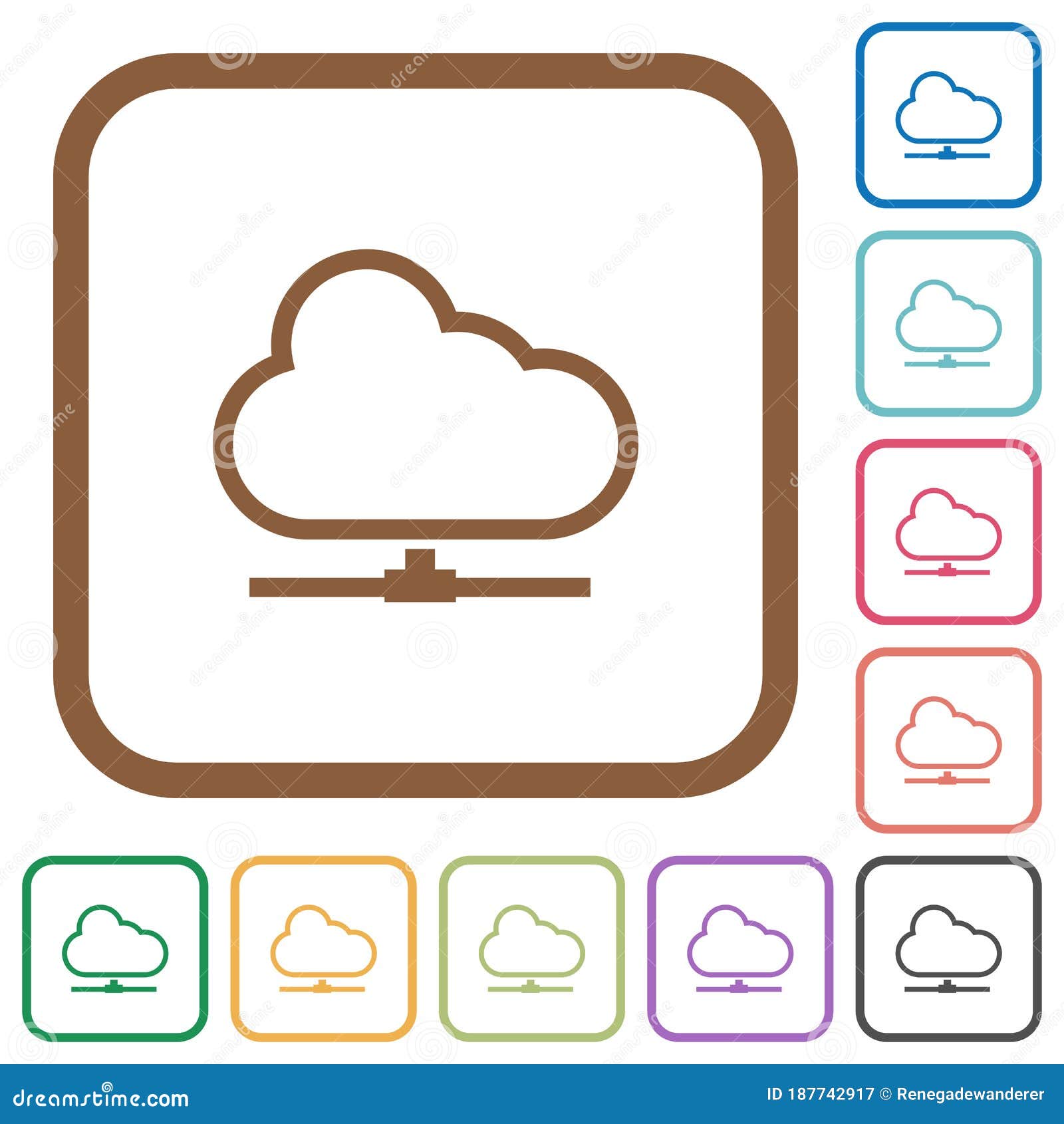 Cloud network simple icons stock vector. Illustration of colors - 187742917