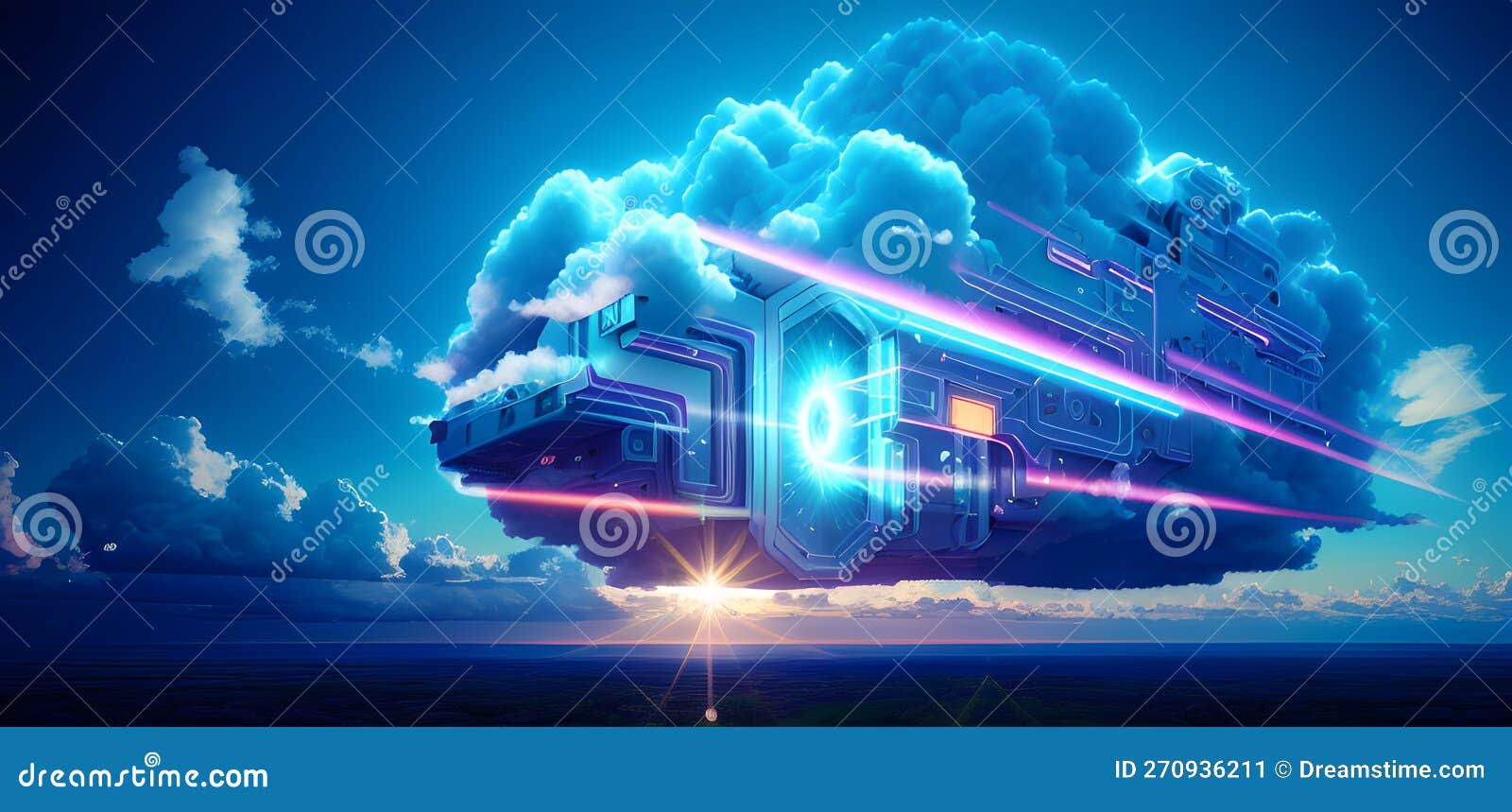 Cloud Computing Technology Concept Background, Digital Illustration Generative AI for Techology ...