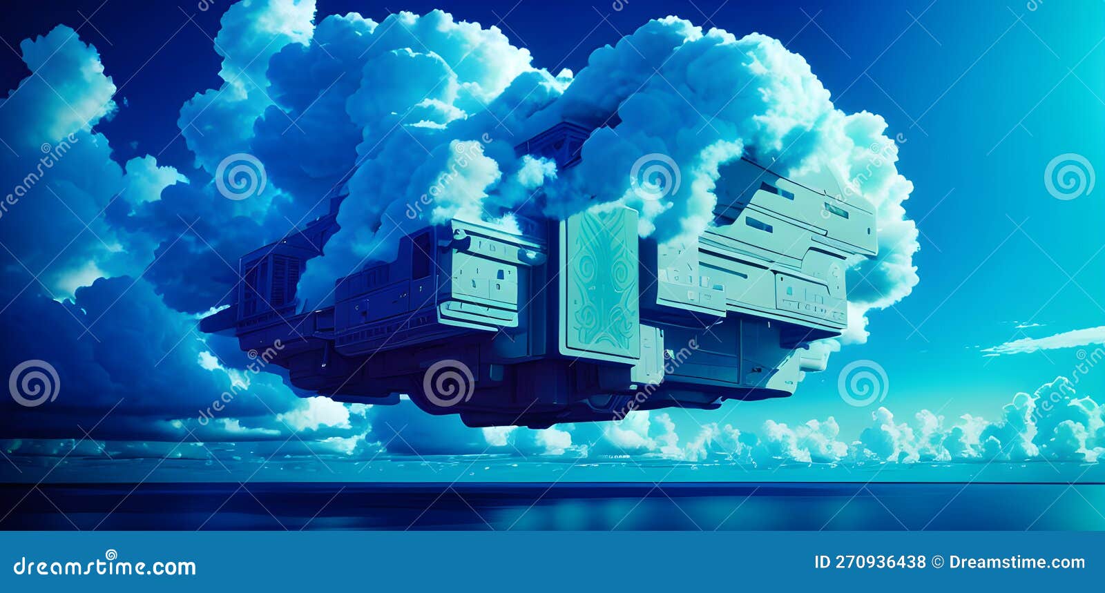 Generative AI Glowing Cloud Icon Technology Concept, Exploded Panel with Cloud Services and Data ...