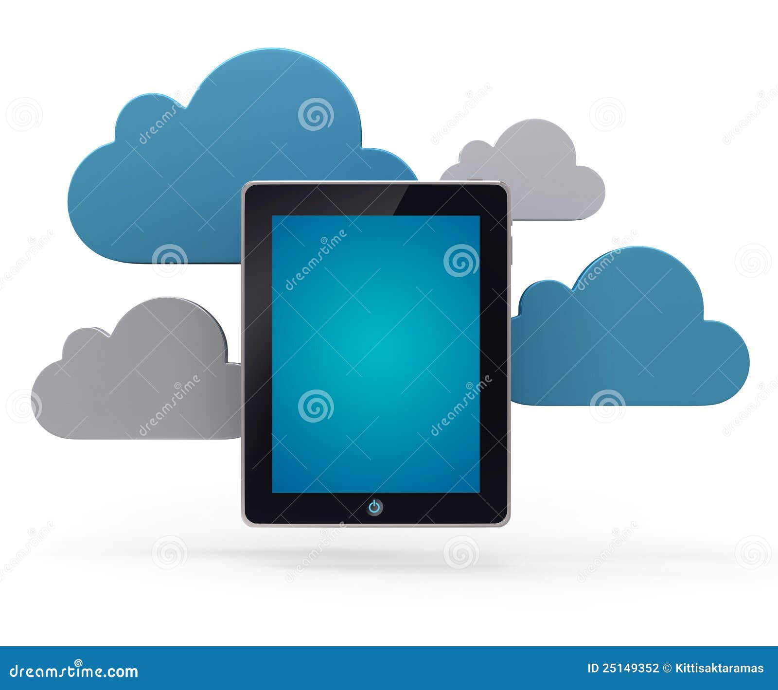 Cloud Network and the Tablet Pc. Stock Illustration - Illustration of ...