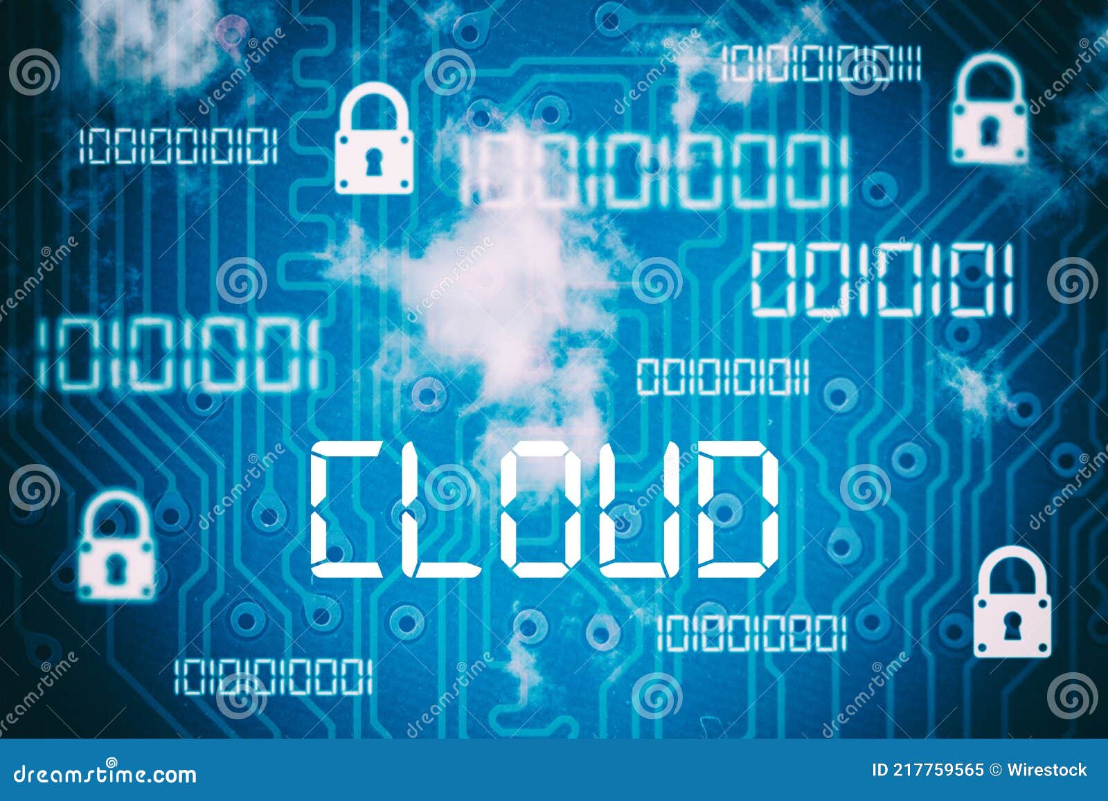 Cloud Network Technology Background with Binary Codes Stock ...