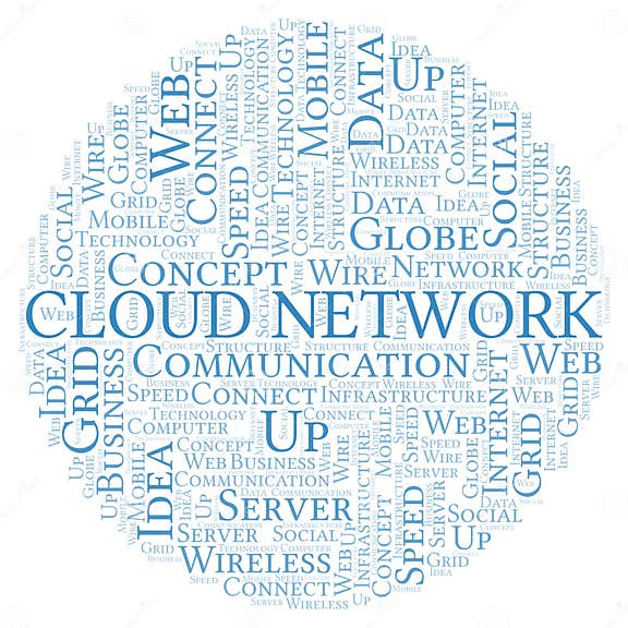 Cloud Network word cloud. stock illustration. Illustration of connect ...