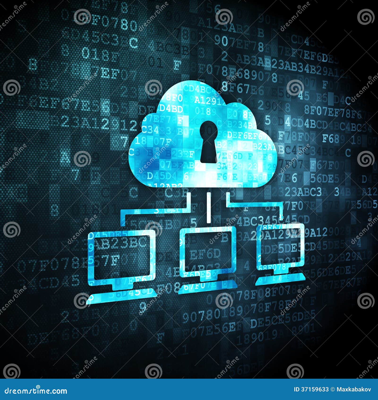Cloud Networking Concept: Cloud Network on Digital Stock Illustration ...
