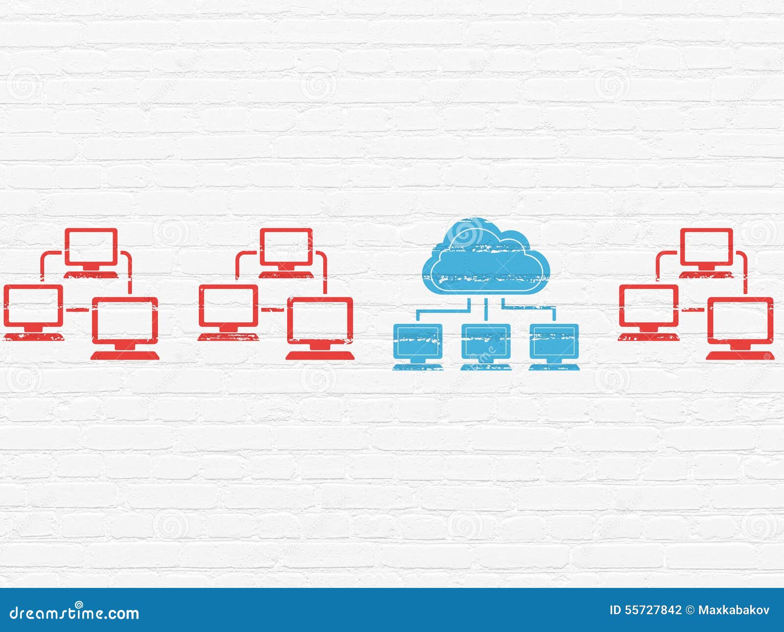 Cloud Networking Concept: Cloud Network Icon on Stock Illustration ...
