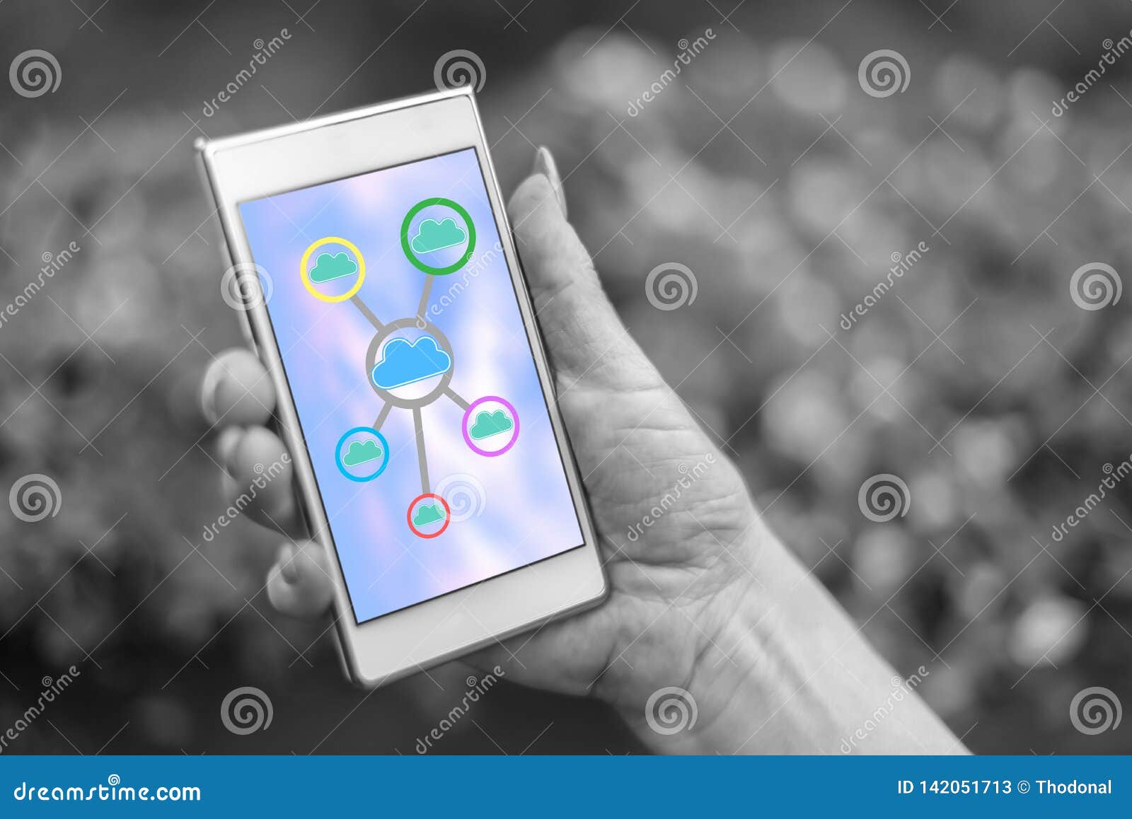 Cloud Networking Concept on a Smartphone Stock Image - Image of ...