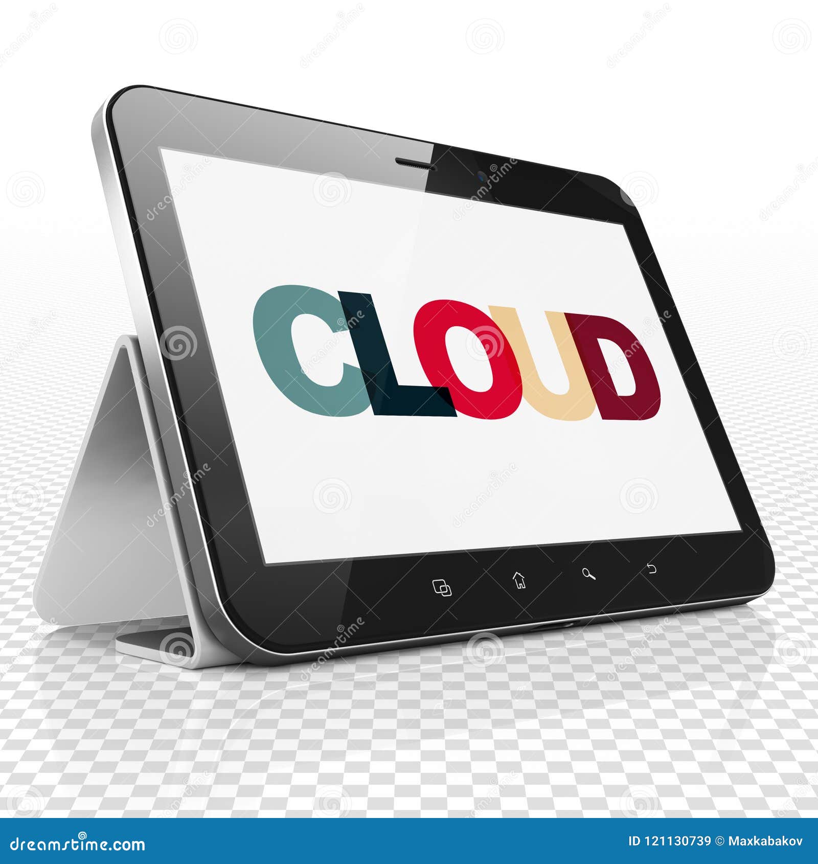 Cloud Networking Concept: Tablet Computer with Cloud on Display Stock ...