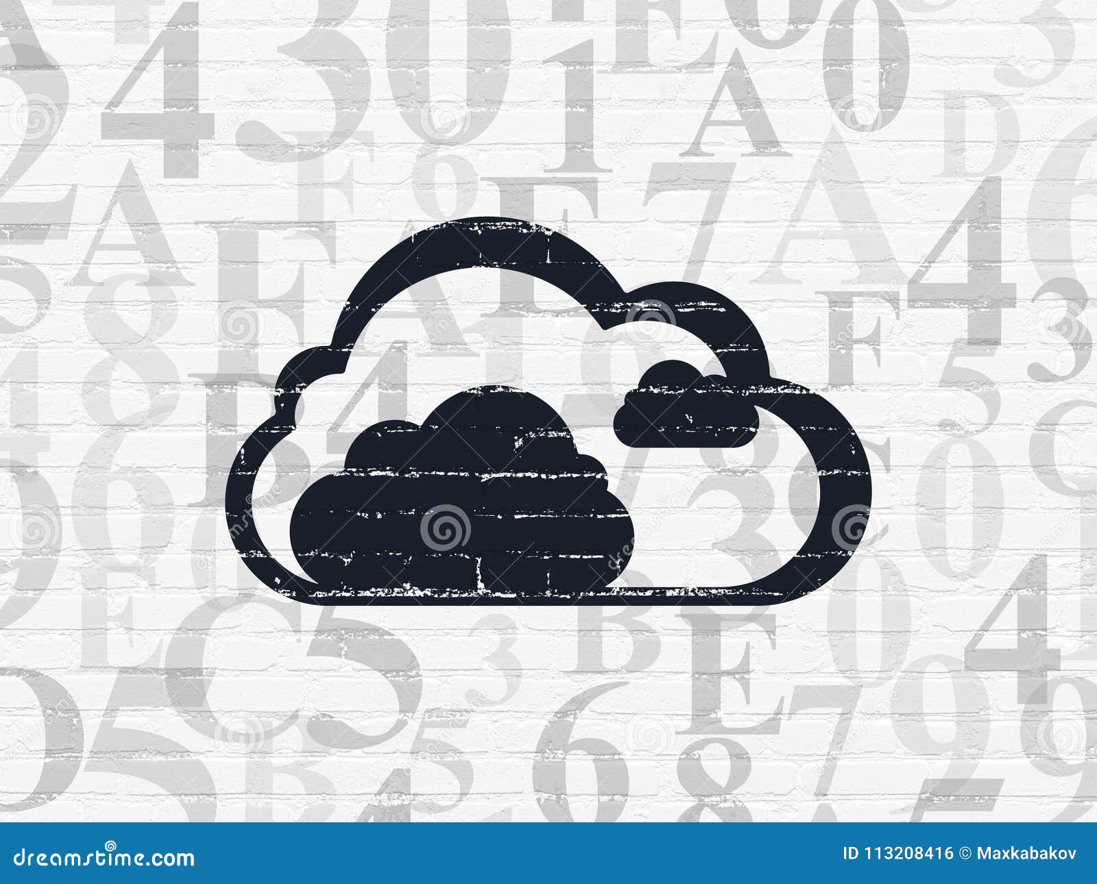 Cloud Networking Concept: Cloud on Wall Background Stock Illustration ...