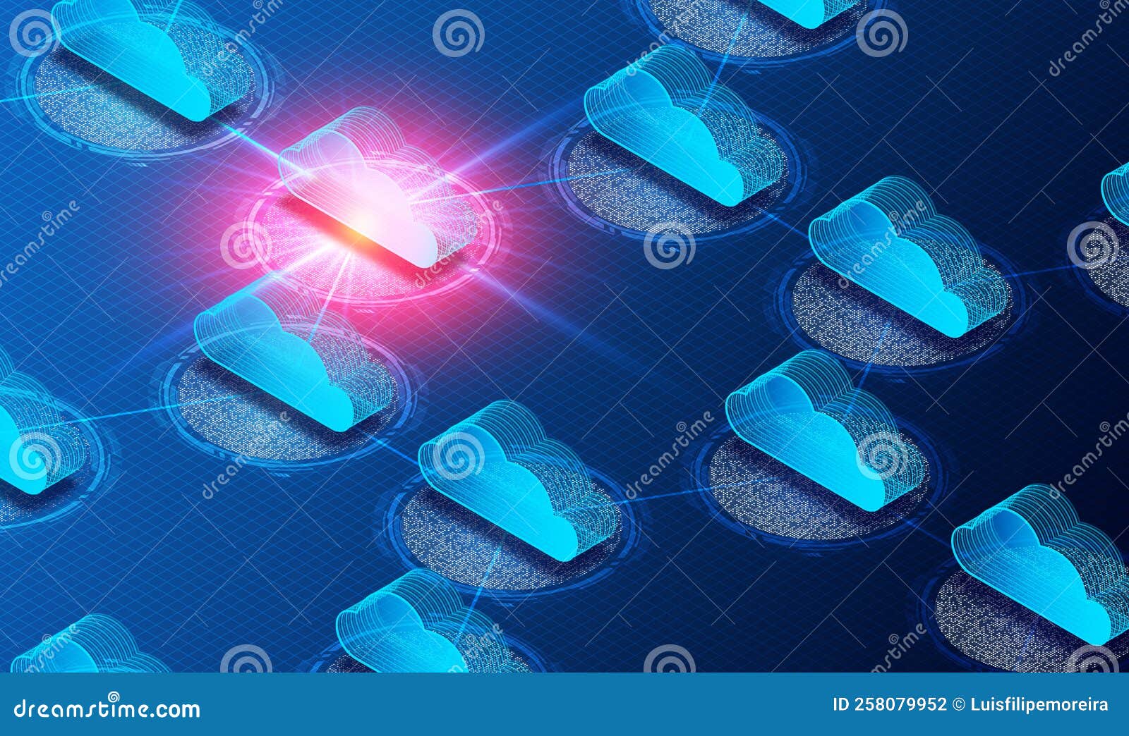Cloud Networking - 3D Illustration Stock Illustration - Illustration of ...