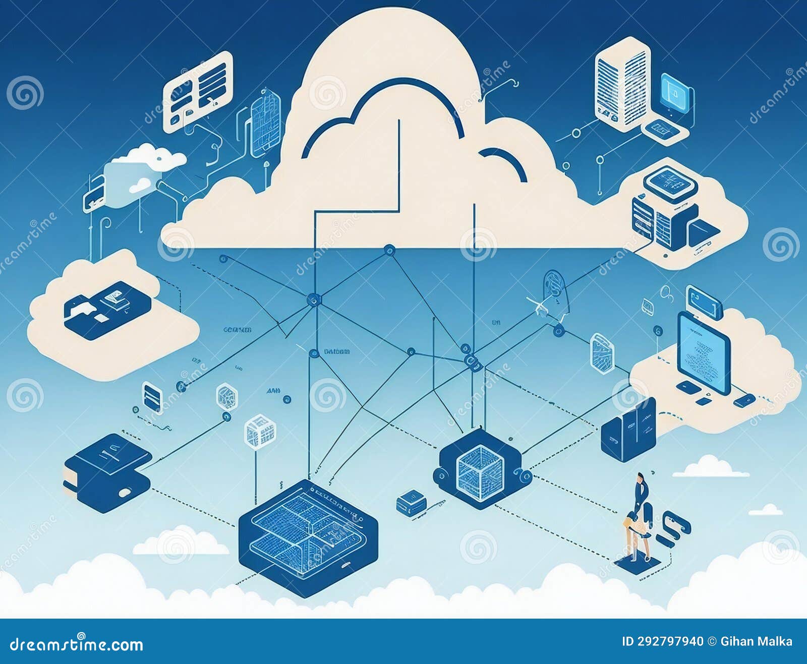 Cloud Networking Technology Interconnect Stock Illustration - Illustration of poster, internet ...