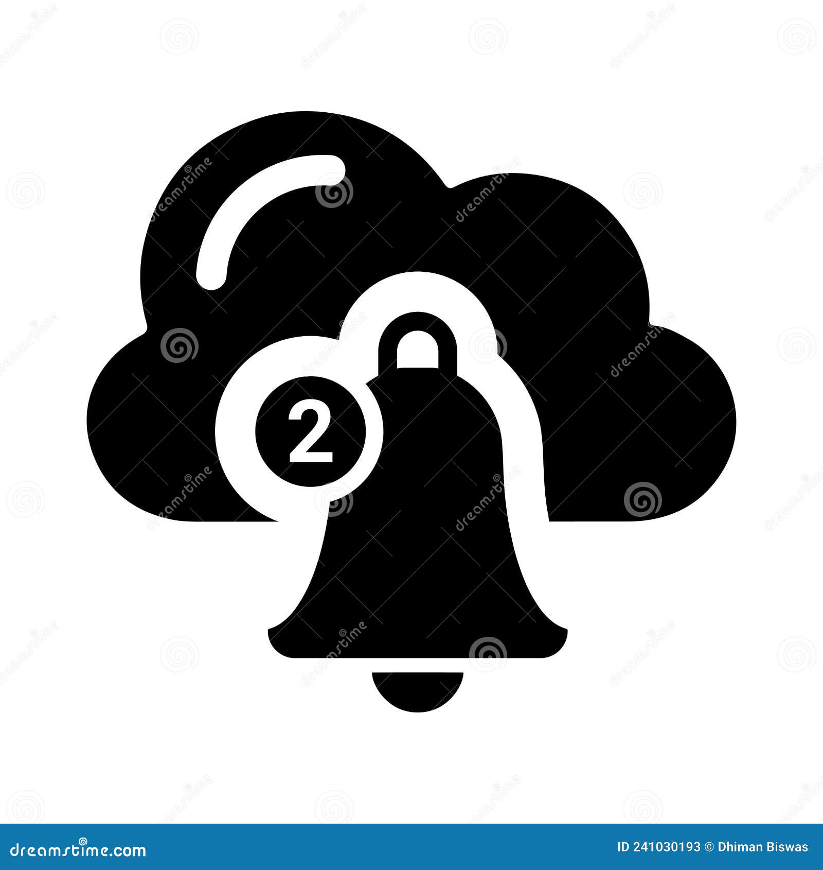 Cloud, Notification Icon. Black Vector Graphics Stock Illustration ...