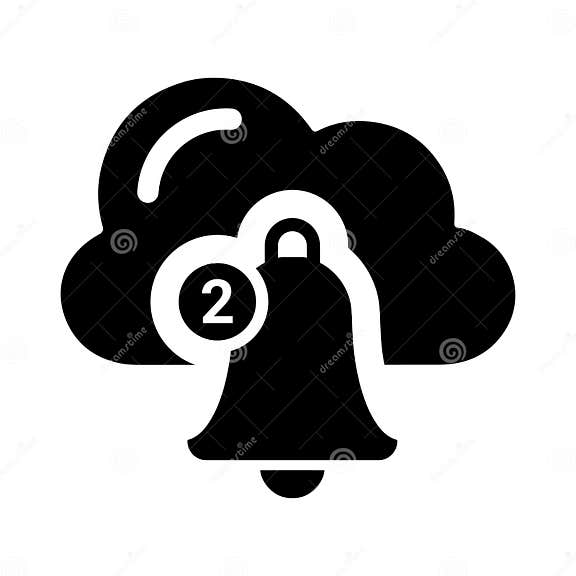 Cloud, Notification Icon. Black Vector Graphics Stock Illustration ...