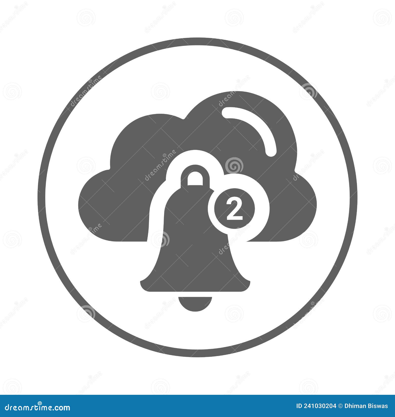 Cloud, Notification Icon. Gray Vector Graphics Stock Illustration ...