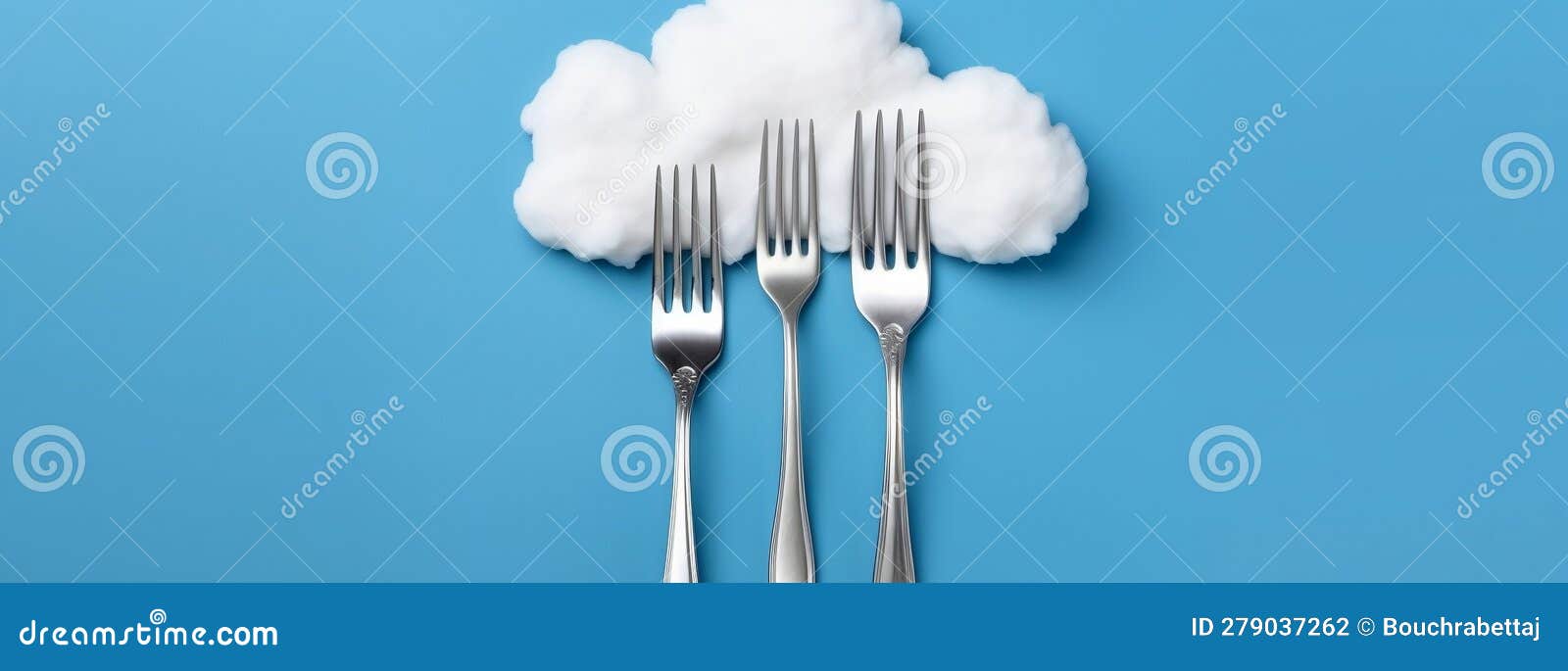 Cloud of Nourishment on a Fork: Minimalist Diet Concept with a Pop of ...