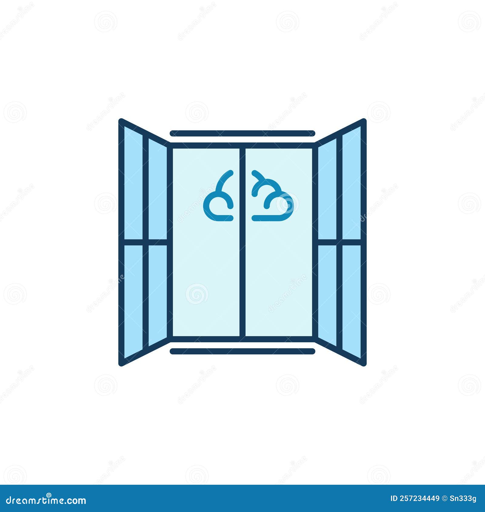 Cloud and Opened Window Vector Concept Colored Minimal Icon Stock ...
