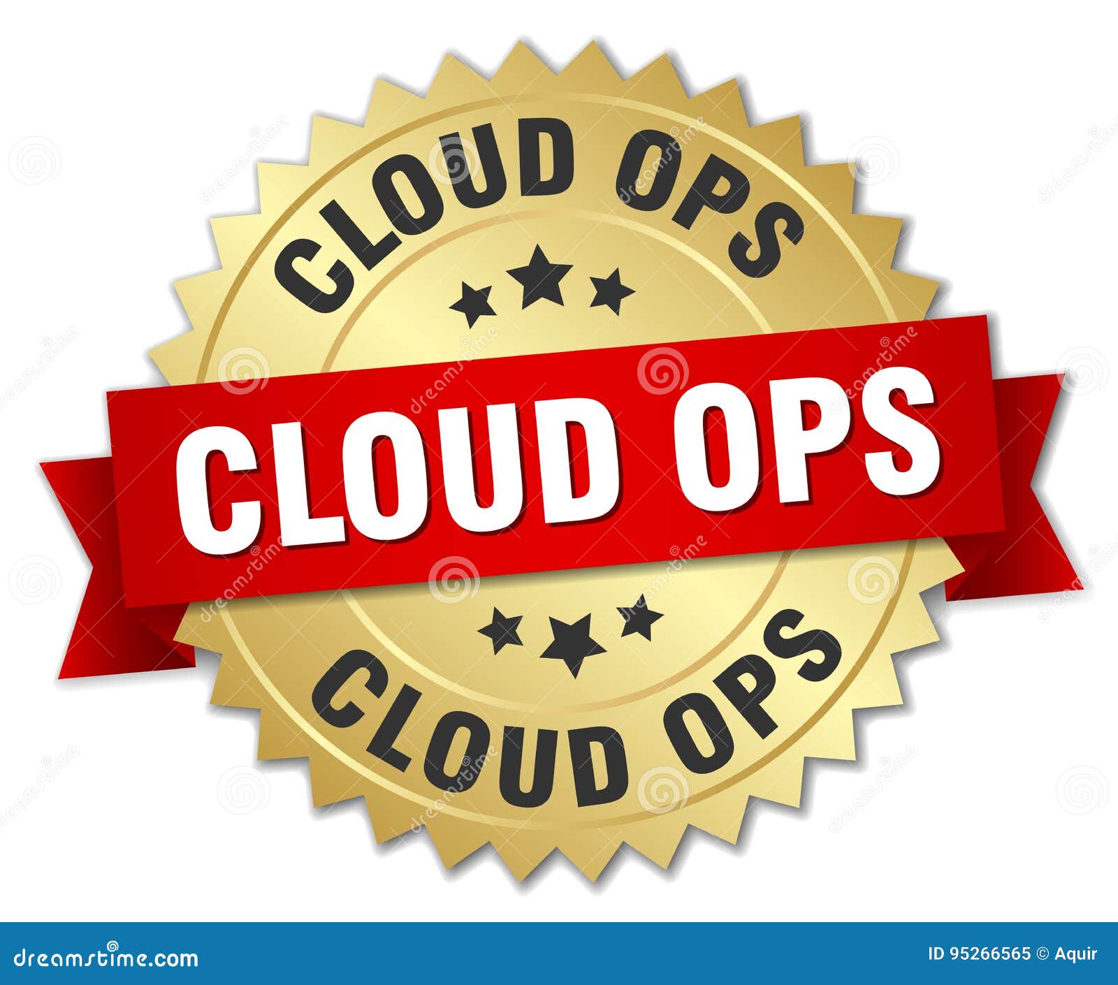 Cloud ops round gold badge stock vector. Illustration of label - 95266565