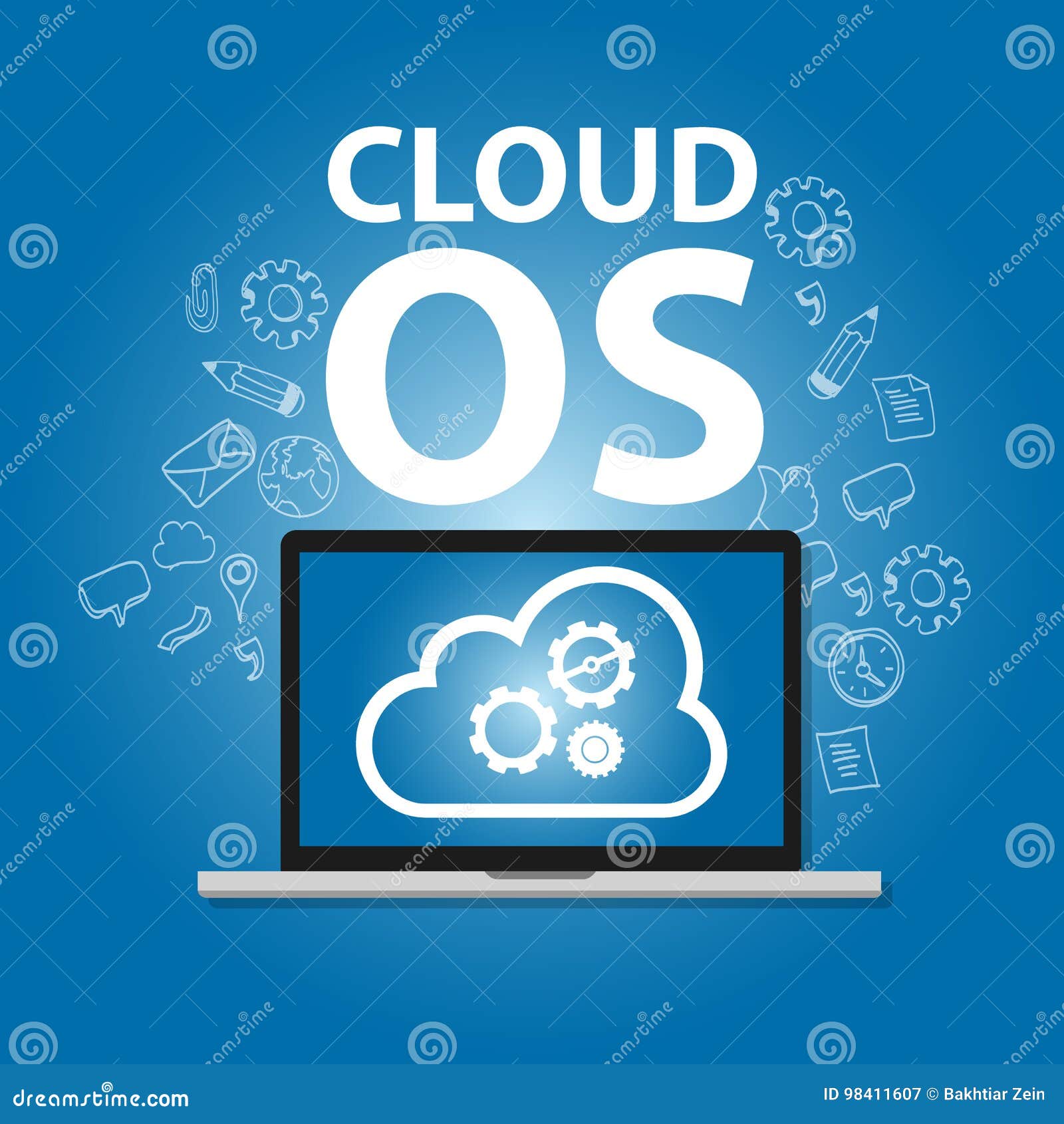 Cloud OS Operating System Laptop Online Internet Concept Computer ...