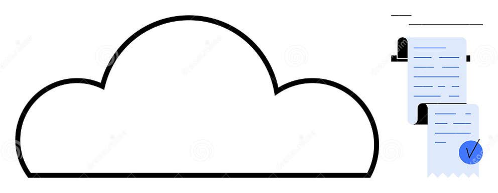 Cloud Storage with Document Management and Verification Symbols Stock Illustration ...