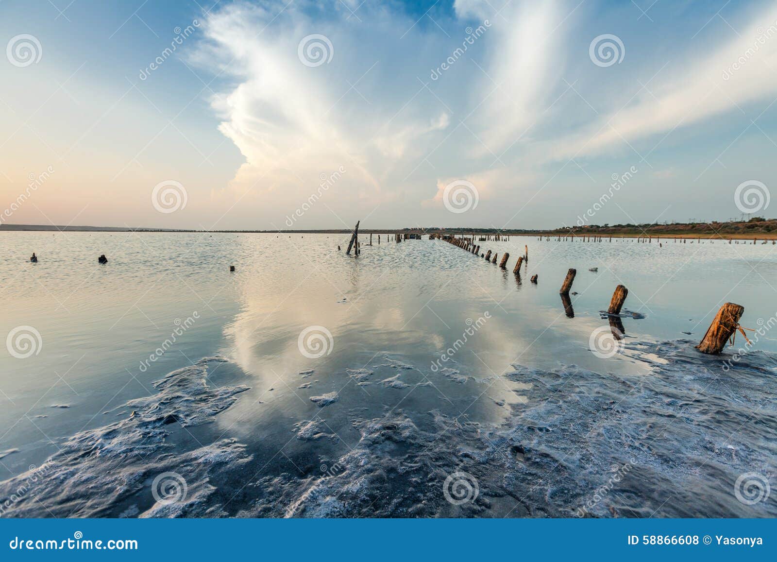 Cloud Over Water Surface of Salted Sea Bay Stock Photo - Image of ...