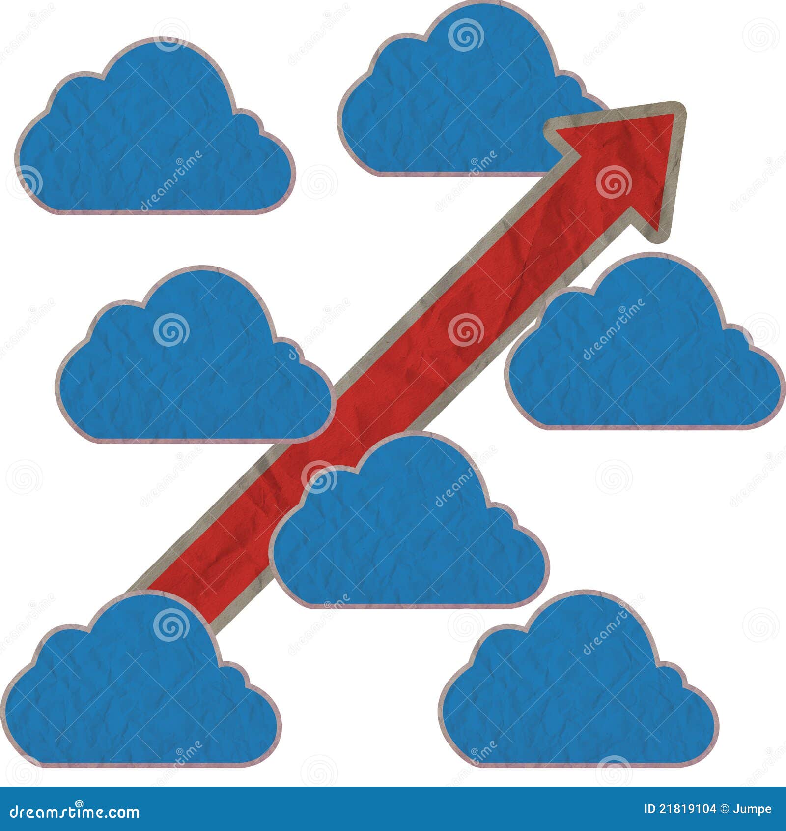 Cloud Paper Craft and Arrow Stock Illustration - Illustration of design ...