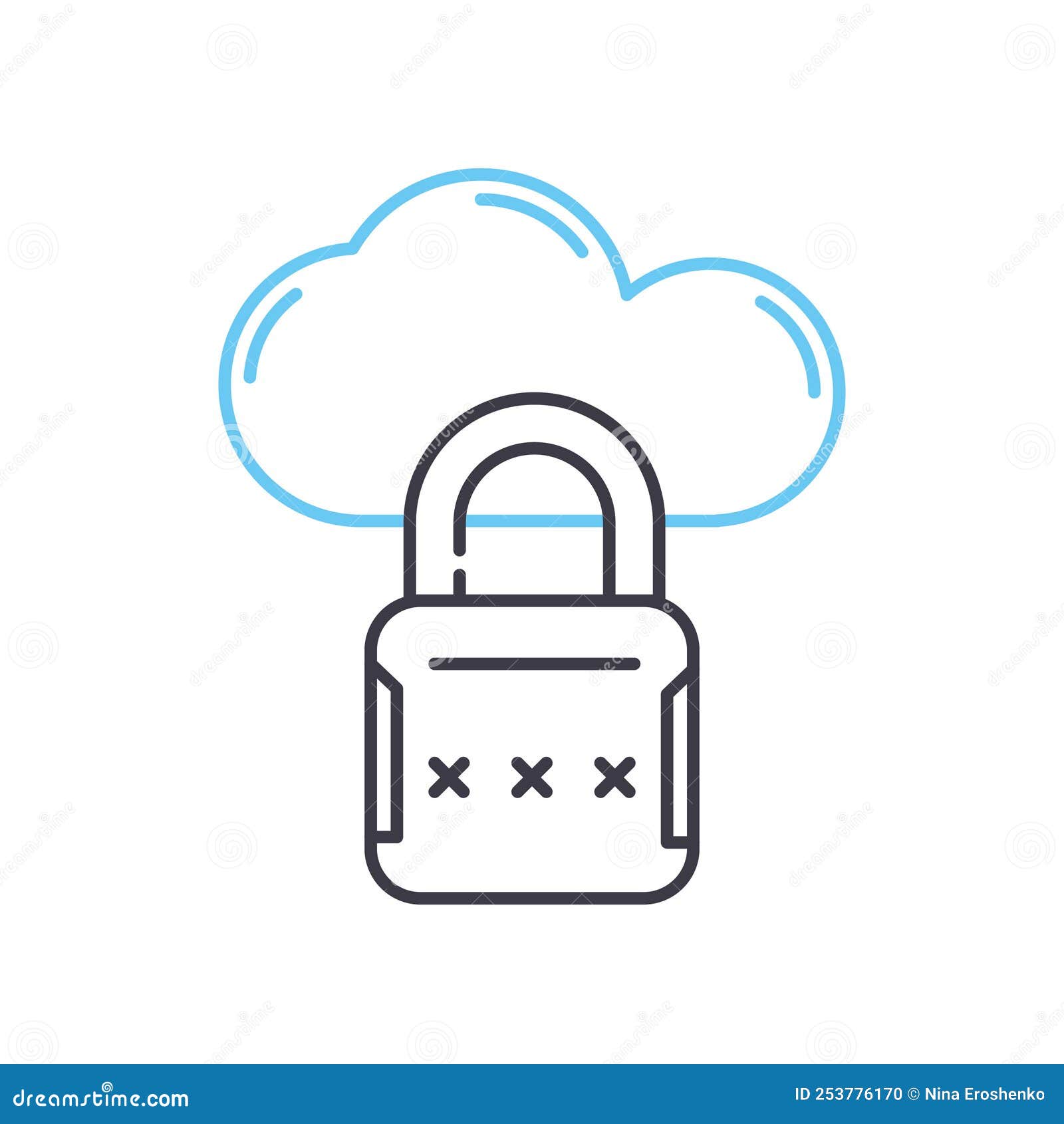 Cloud Password Line Icon, Outline Symbol, Vector Illustration, Concept ...