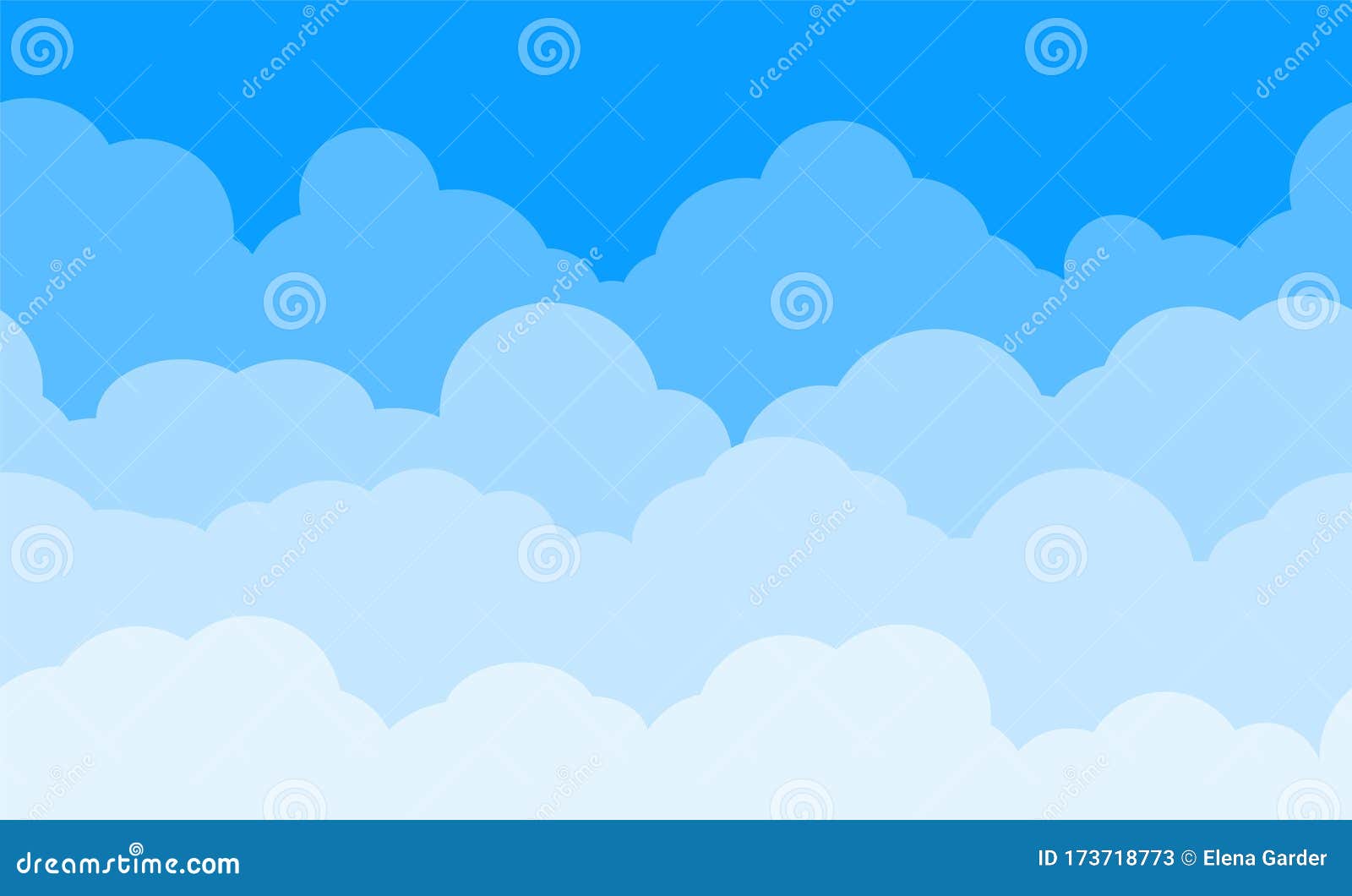 Cloud Pattern. Blue Sky with Clouds. Cartoon Cloudscape Vector ...