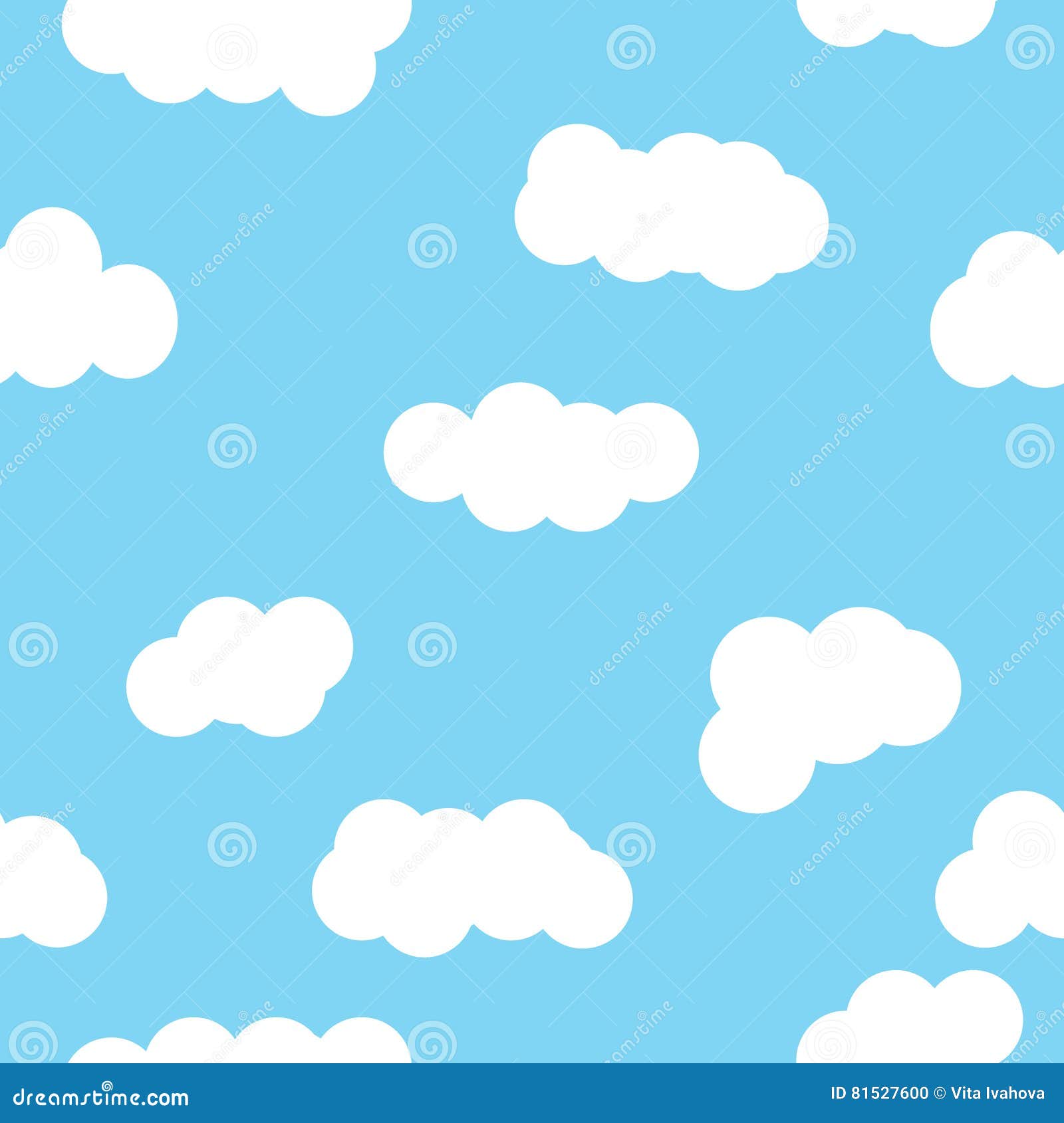 Cloud Pattern Blue Wallpaper Design. Stock Illustration - Illustration ...