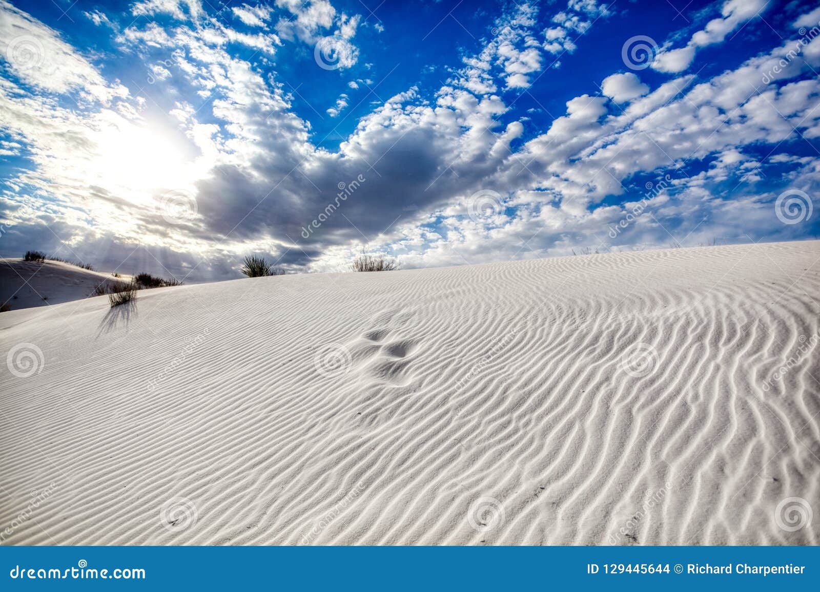 Patterns in the Clouds and Sand Dunes at White Sands Monument Stock ...