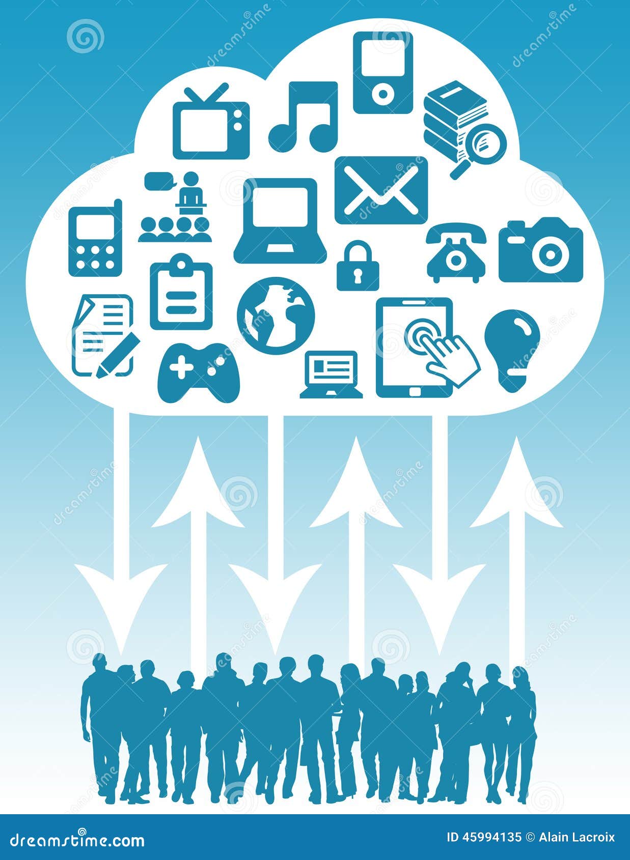 Cloud people stock illustration. Illustration of laptop - 45994135