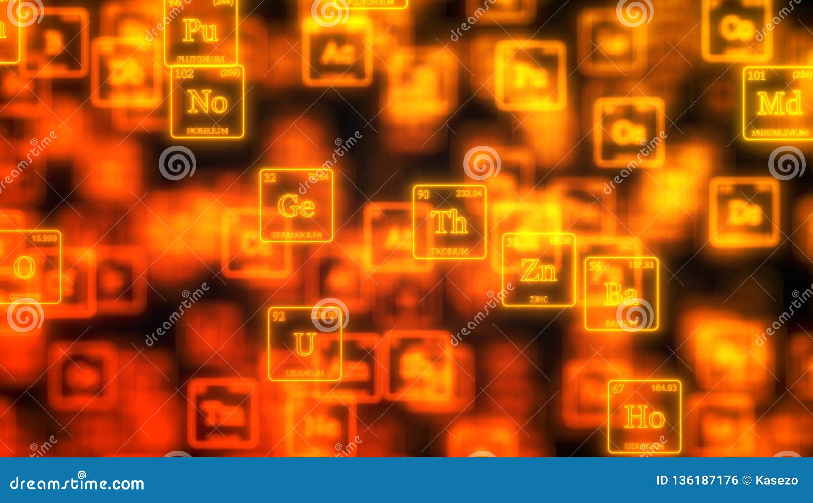 Cloud of Periodic Elements Table Concept with Glowing Neon Lines. 3d ...
