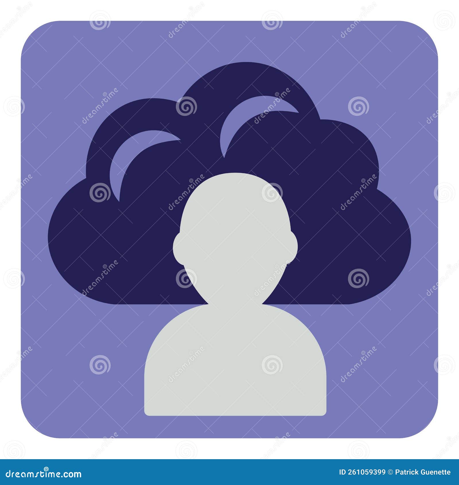 Cloud with person, icon stock vector. Illustration of icon - 261059399