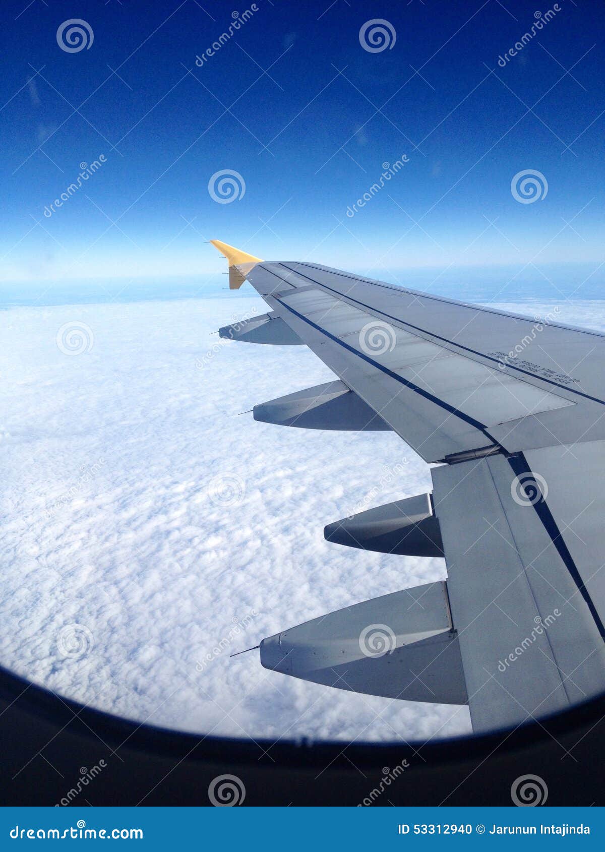 On the cloud stock photo. Image of wing, flying, plane - 53312940
