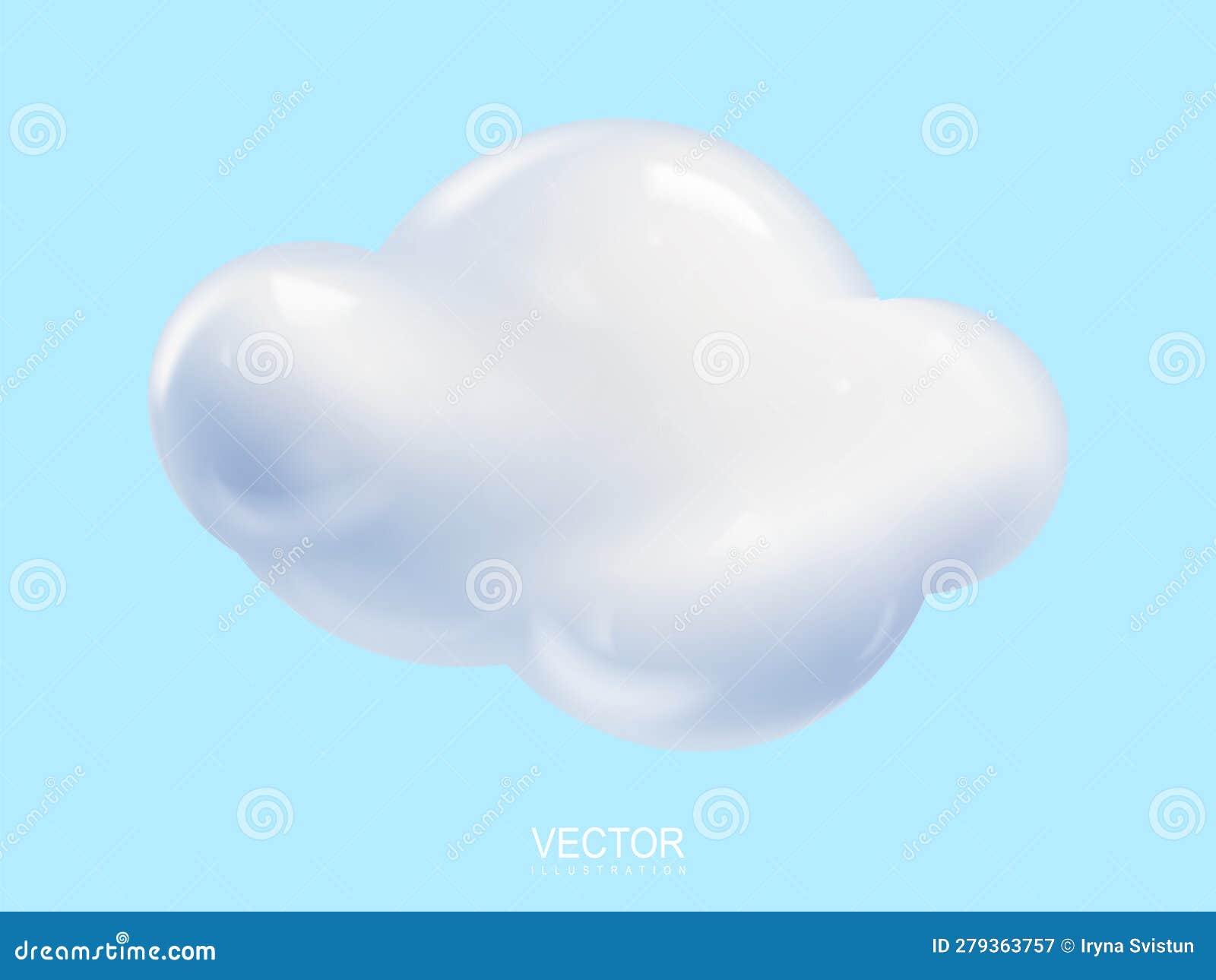 Cloud Plastic. Realistic Soft Trendy 3d Cloud. Render Atmosphere ...