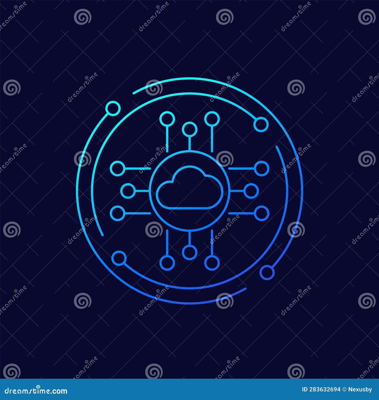 Cloud Platform Icon, Linear Design Stock Vector - Illustration of ...