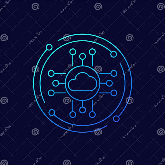 Cloud Platform Icon, Linear Design Stock Vector - Illustration of ...
