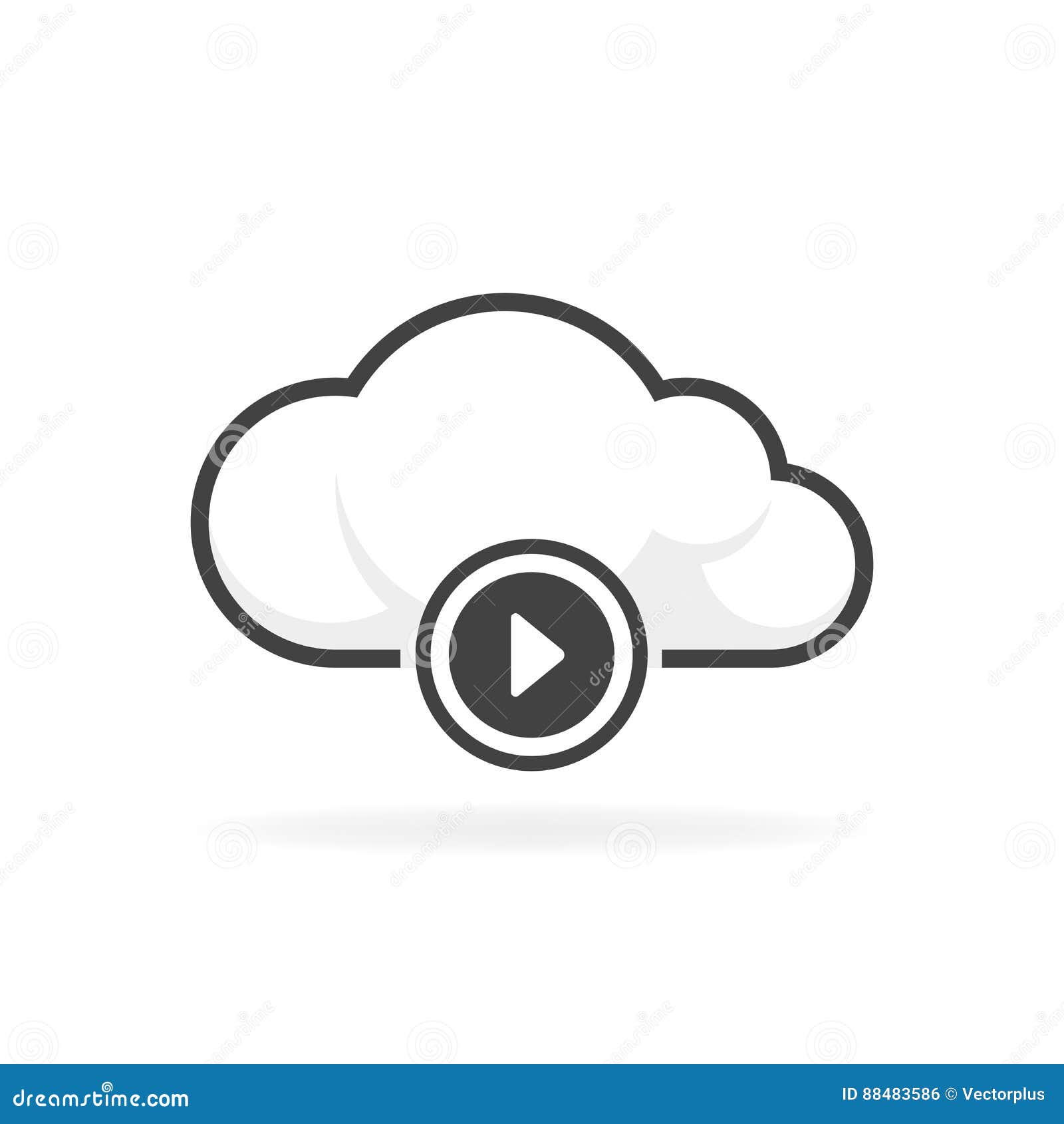 Cloud Play Audio and Video Icon Vector Illustration Stock Vector ...