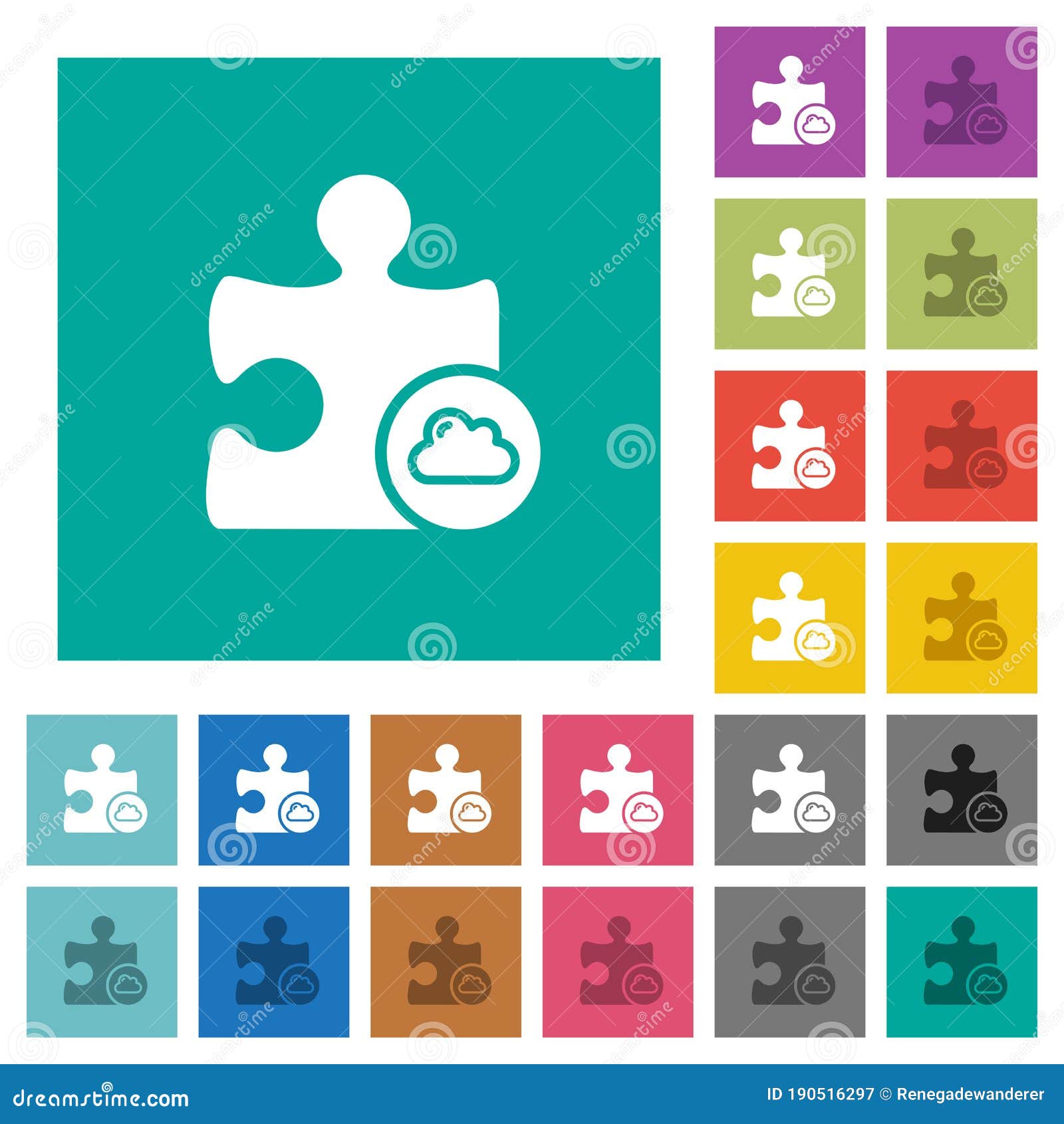 Cloud Plugin Square Flat Multi Colored Icons Stock Vector ...
