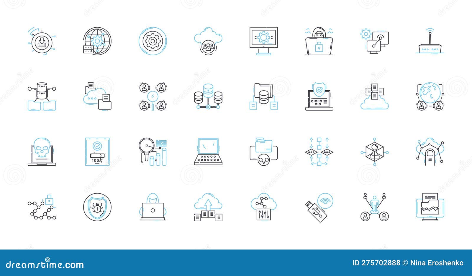 Cloud Possibility Linear Icons Set Cloud Possibility Innovation