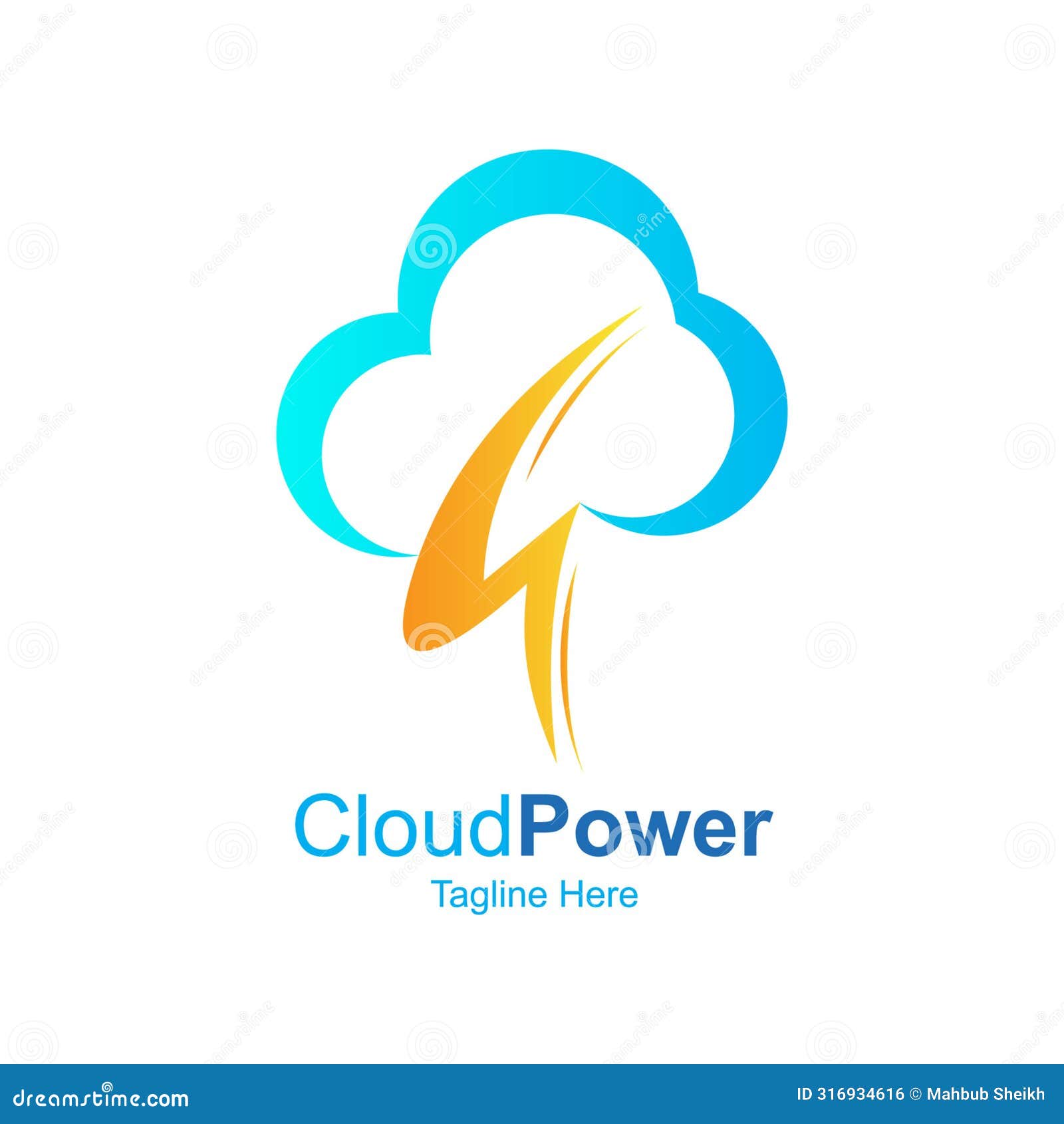 Cloud Power Logo Design Template. Stock Vector - Illustration of logo ...