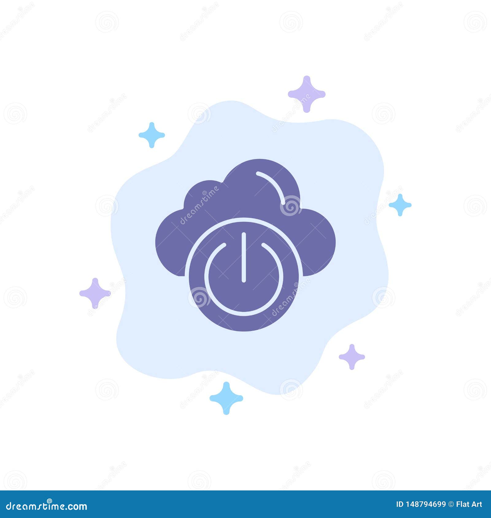 Cloud, Power, Network, Off Blue Icon on Abstract Cloud Background Stock ...