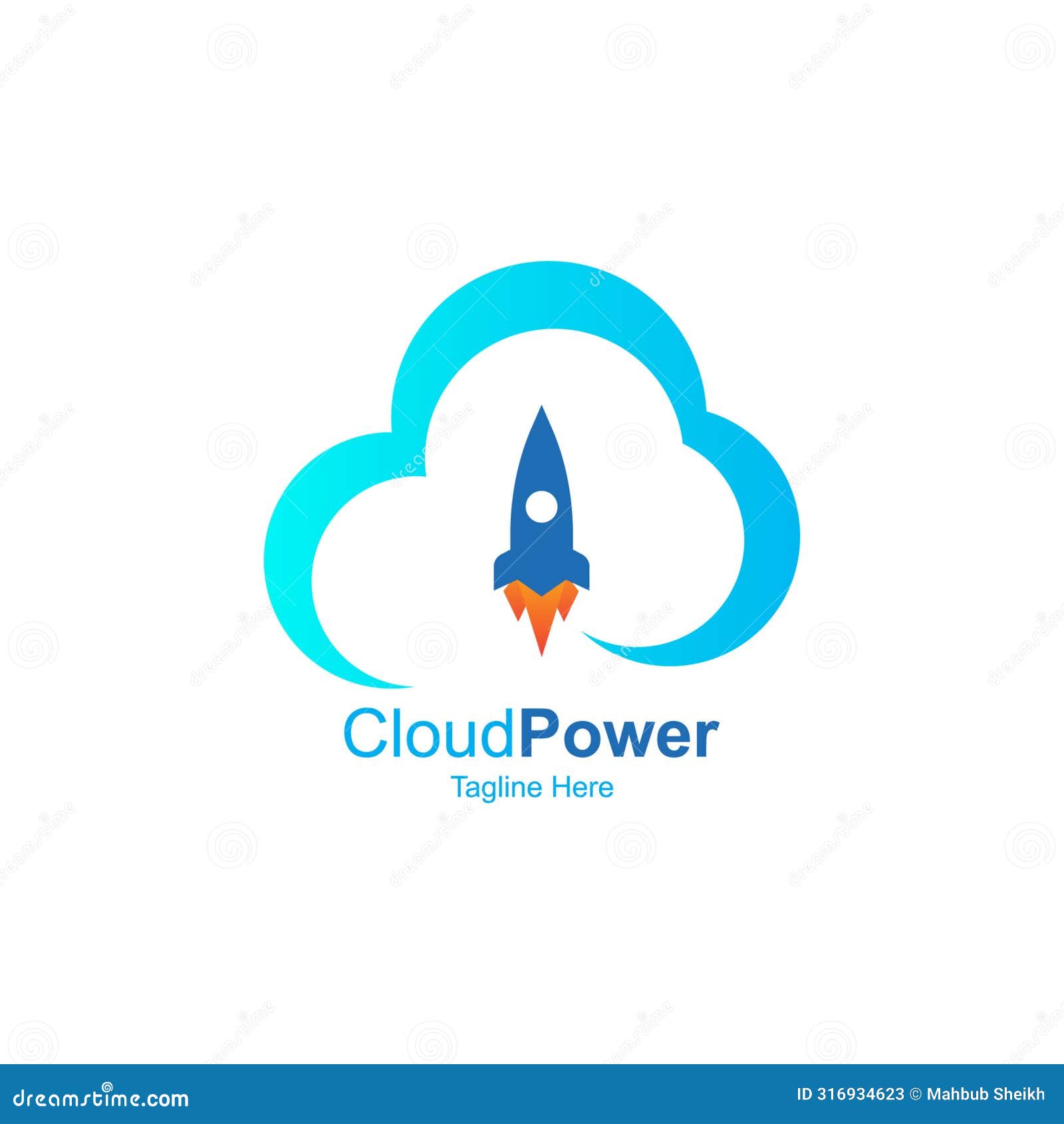 Cloud Power with Rocket Logo Design Template. Stock Vector ...
