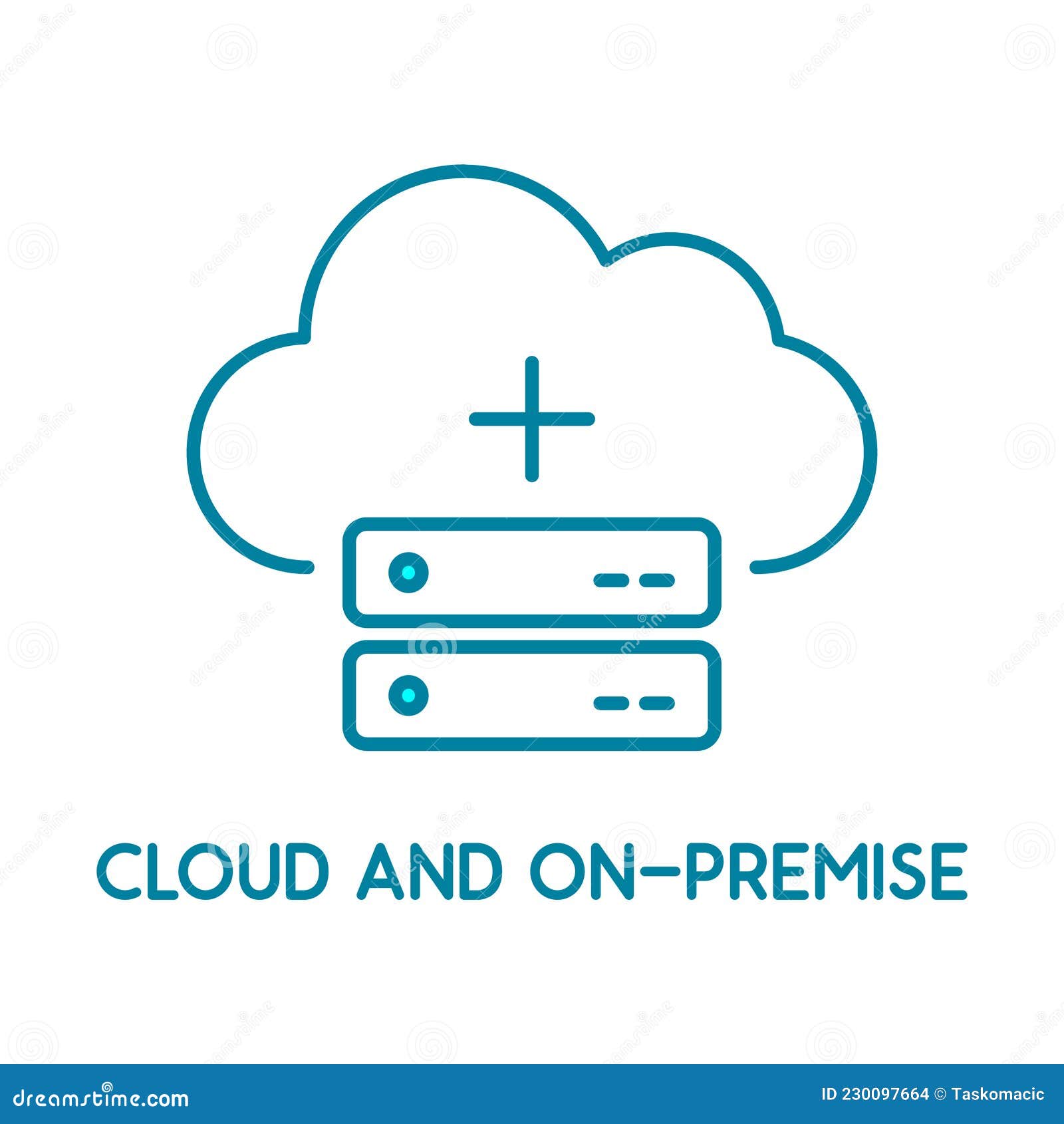 Cloud and on-premise Service Line Icon. Local Network and Cloud Based ...
