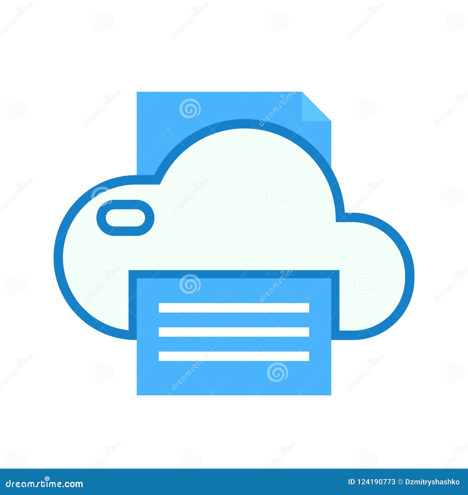 Cloud Print icon stock vector. Illustration of message - 124190773