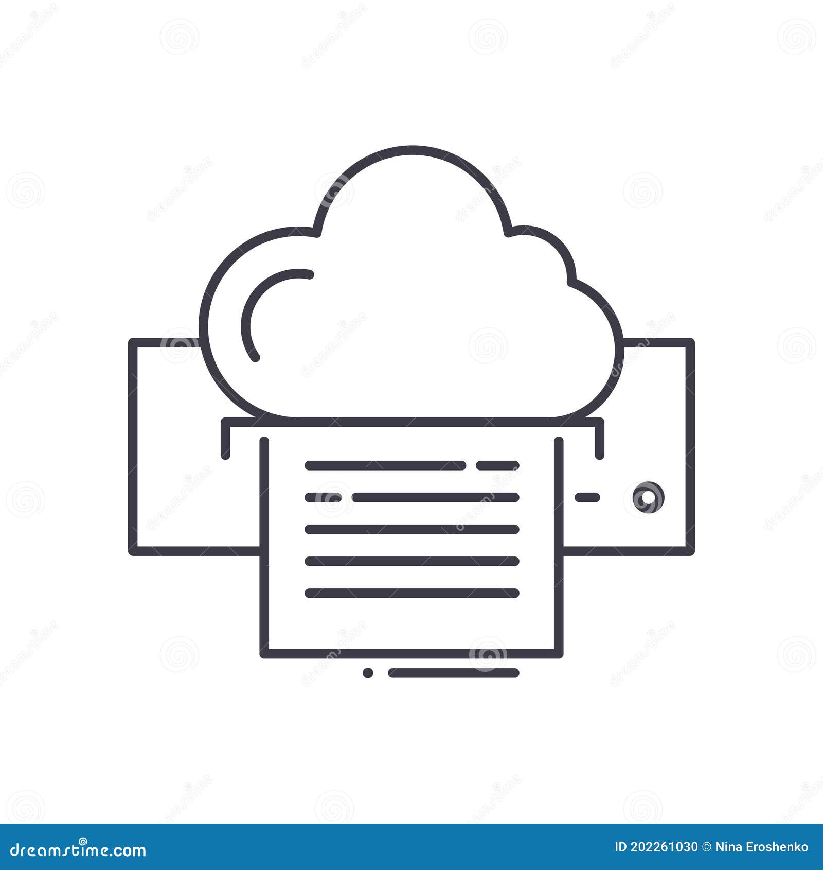 Cloud Print Icon, Linear Isolated Illustration, Thin Line Vector, Web ...