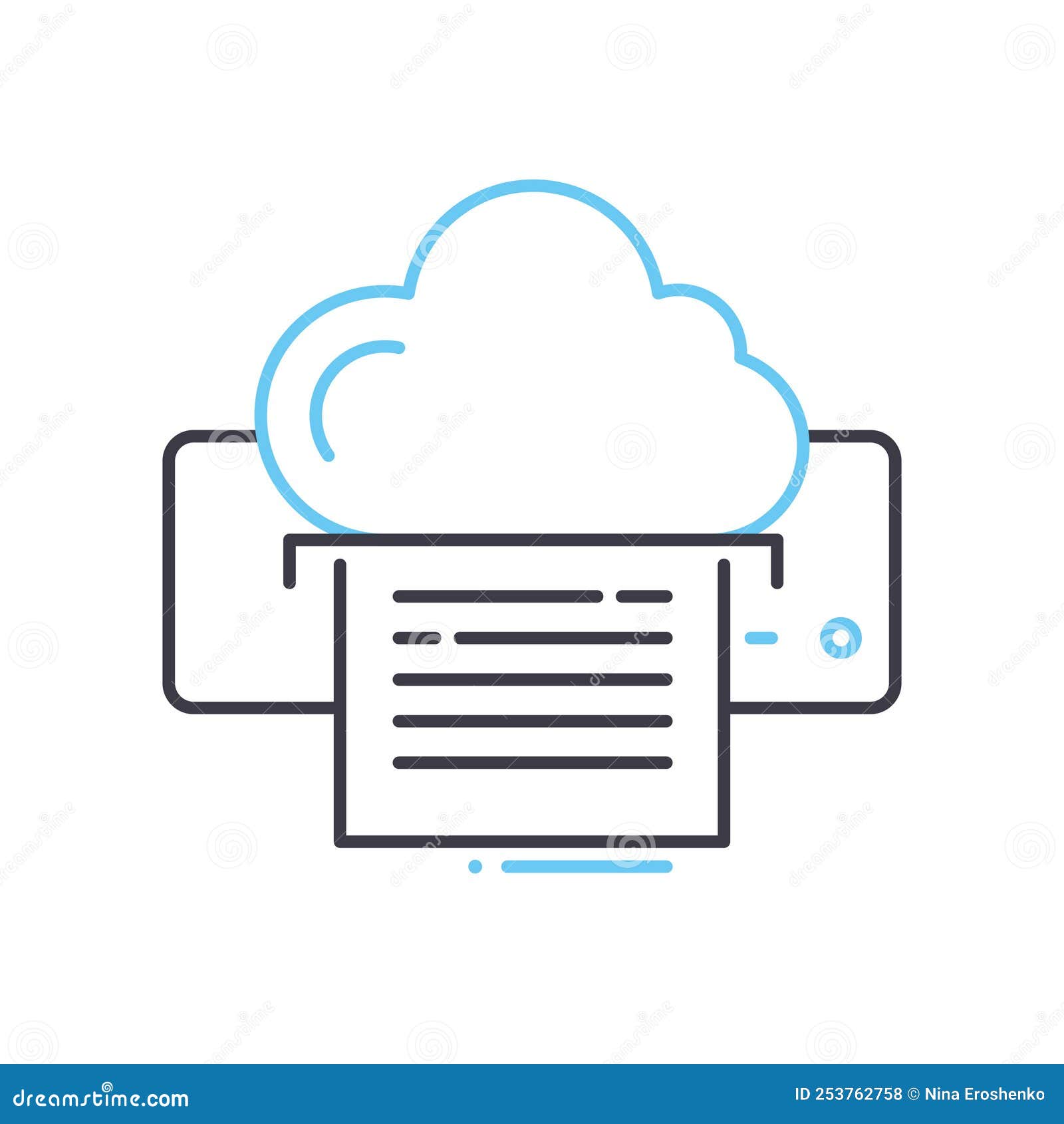 Cloud Print Line Icon, Outline Symbol, Vector Illustration, Concept ...