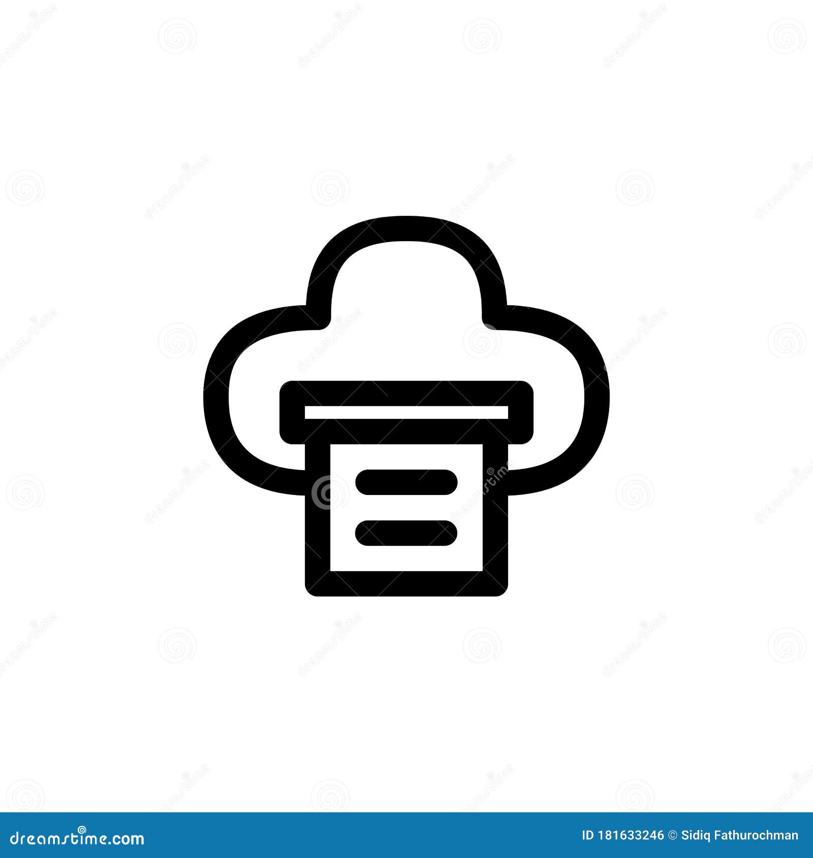 Cloud Print Icon stock vector. Illustration of computing - 181633246