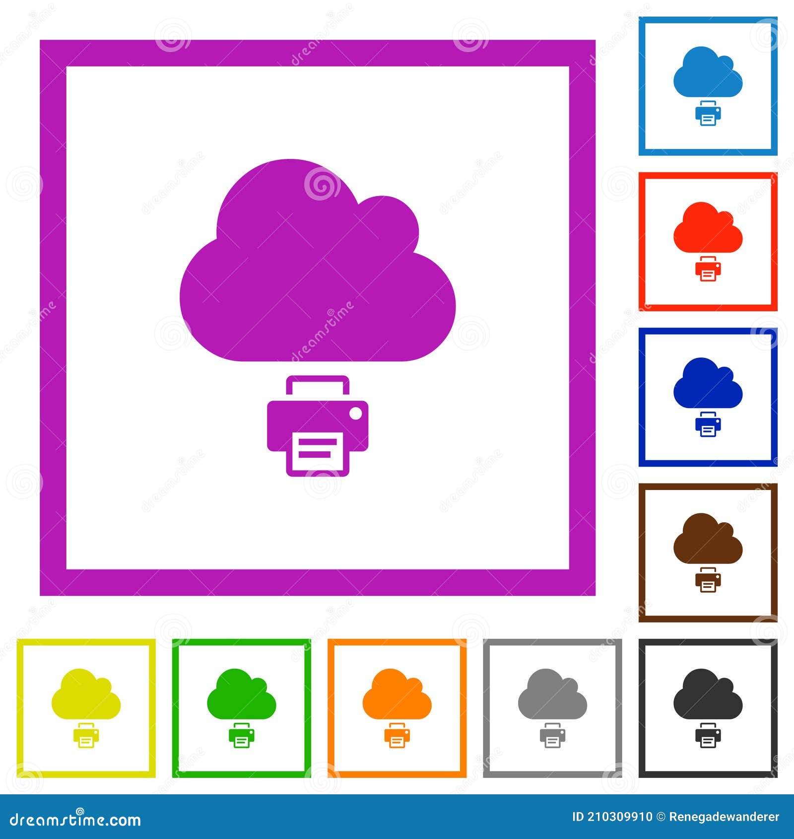 Cloud Printing Flat Framed Icons Stock Vector - Illustration of ...