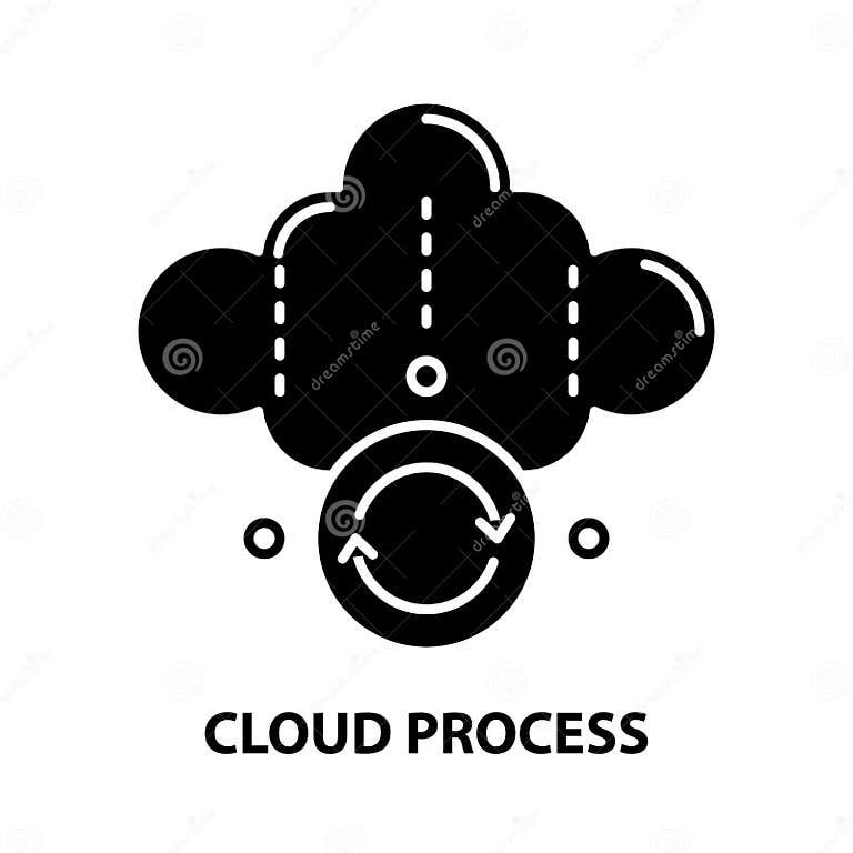 Cloud Process Icon, Black Vector Sign with Editable Strokes, Concept ...