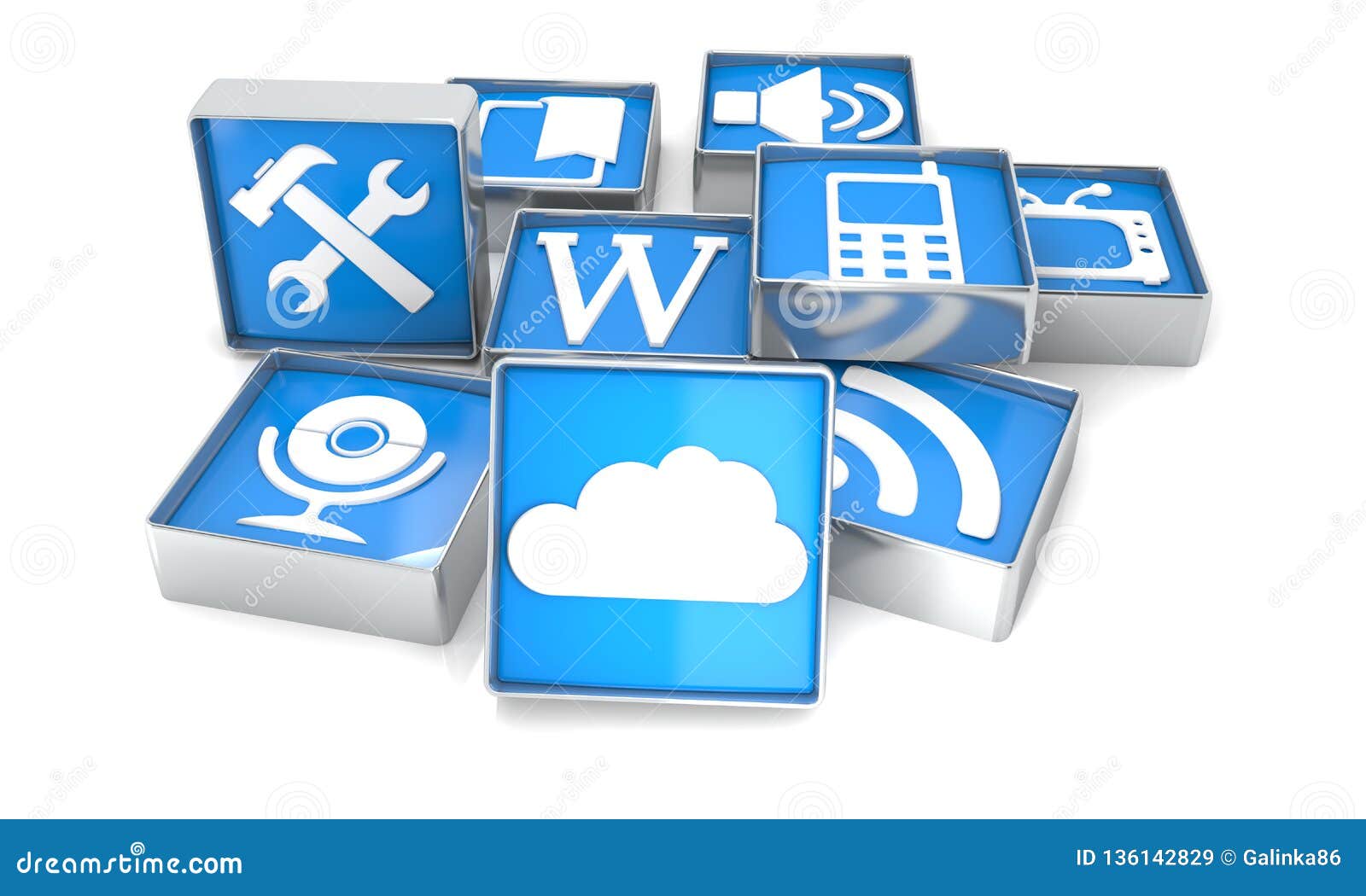 Cloud of Program Icons Isolated on White Background Stock Illustration ...